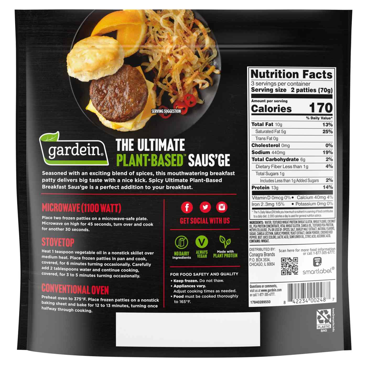 Gardein Ultimate Plant-Based Vegan Spicy Breakfast Saus'ge - Shop Meat ...
