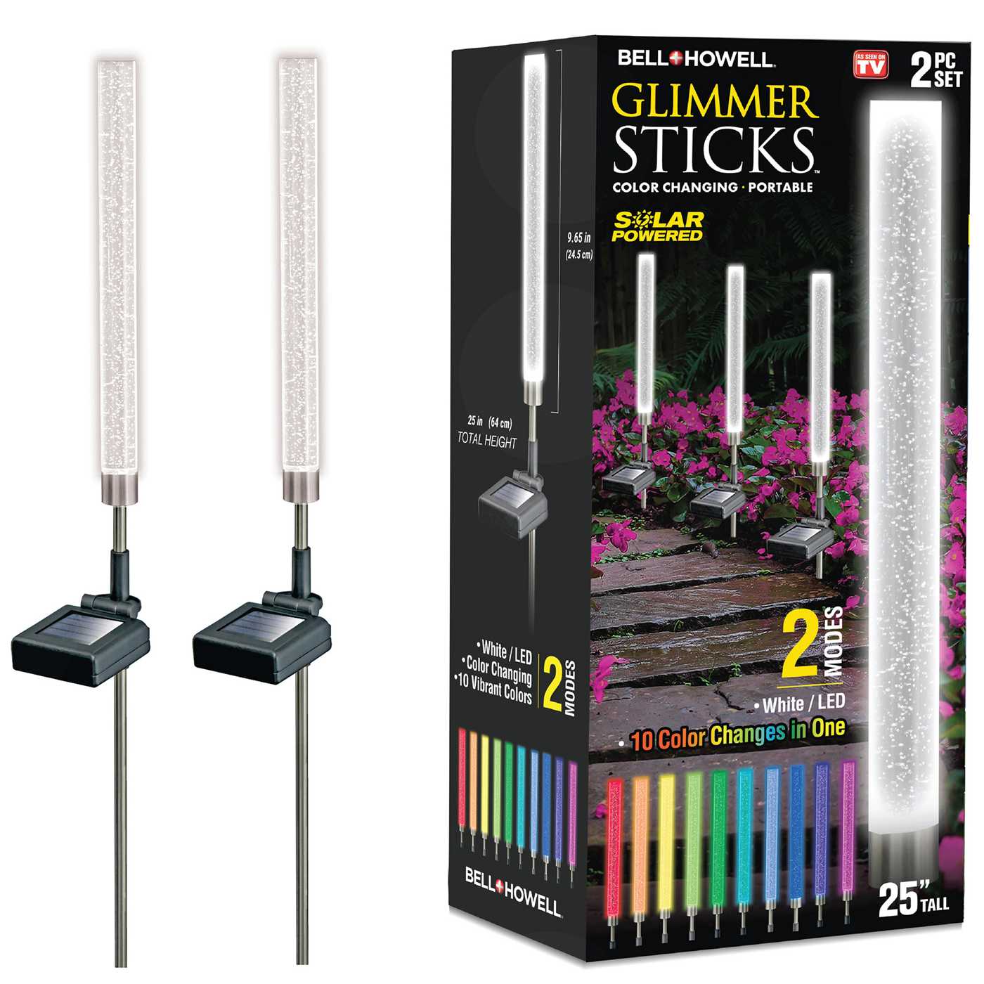 Bell + Howell 2 Color Changing Solar Powered LED Glimmer Light Sticks ...