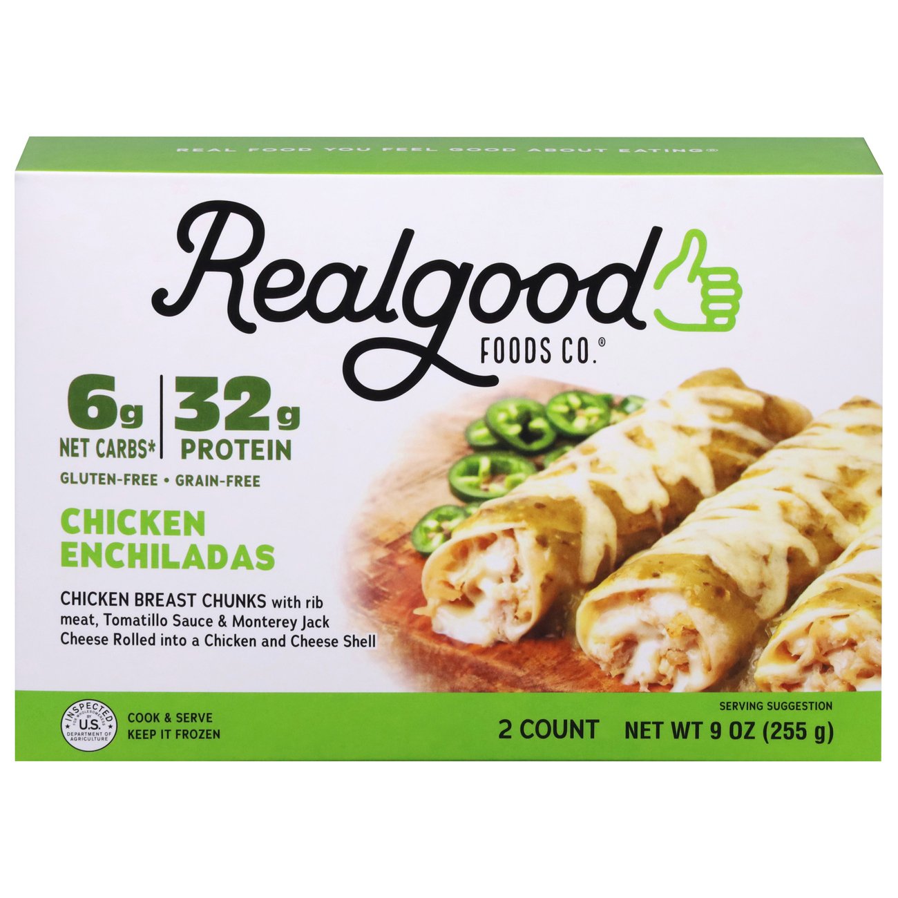 Real Good Foods Co. 32g Protein Chicken Enchiladas Frozen Meal - Shop Entrees & sides at H-E-B