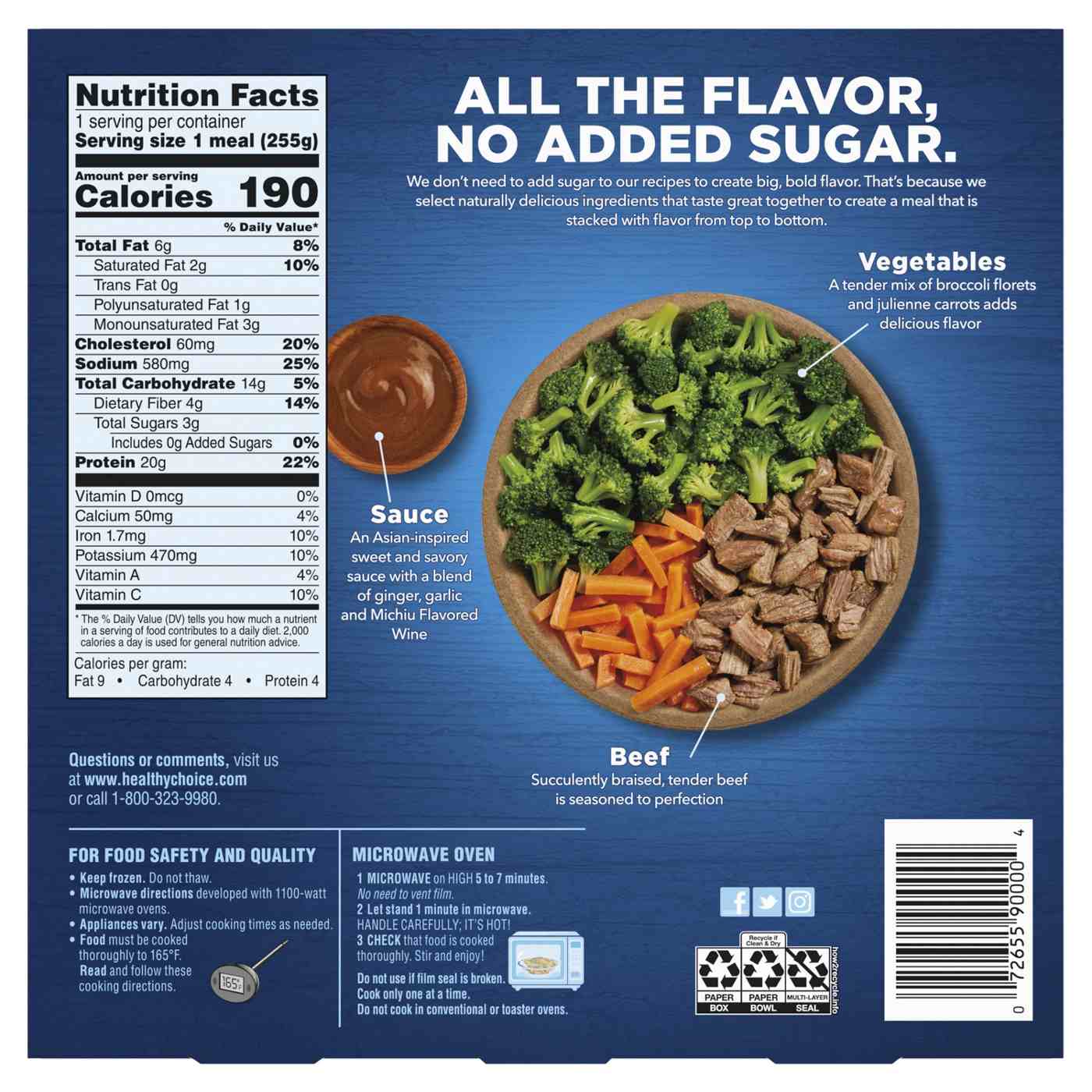 Healthy Choice Zero Low Carb Lifestyle Beef & Broccoli Frozen Meal ...