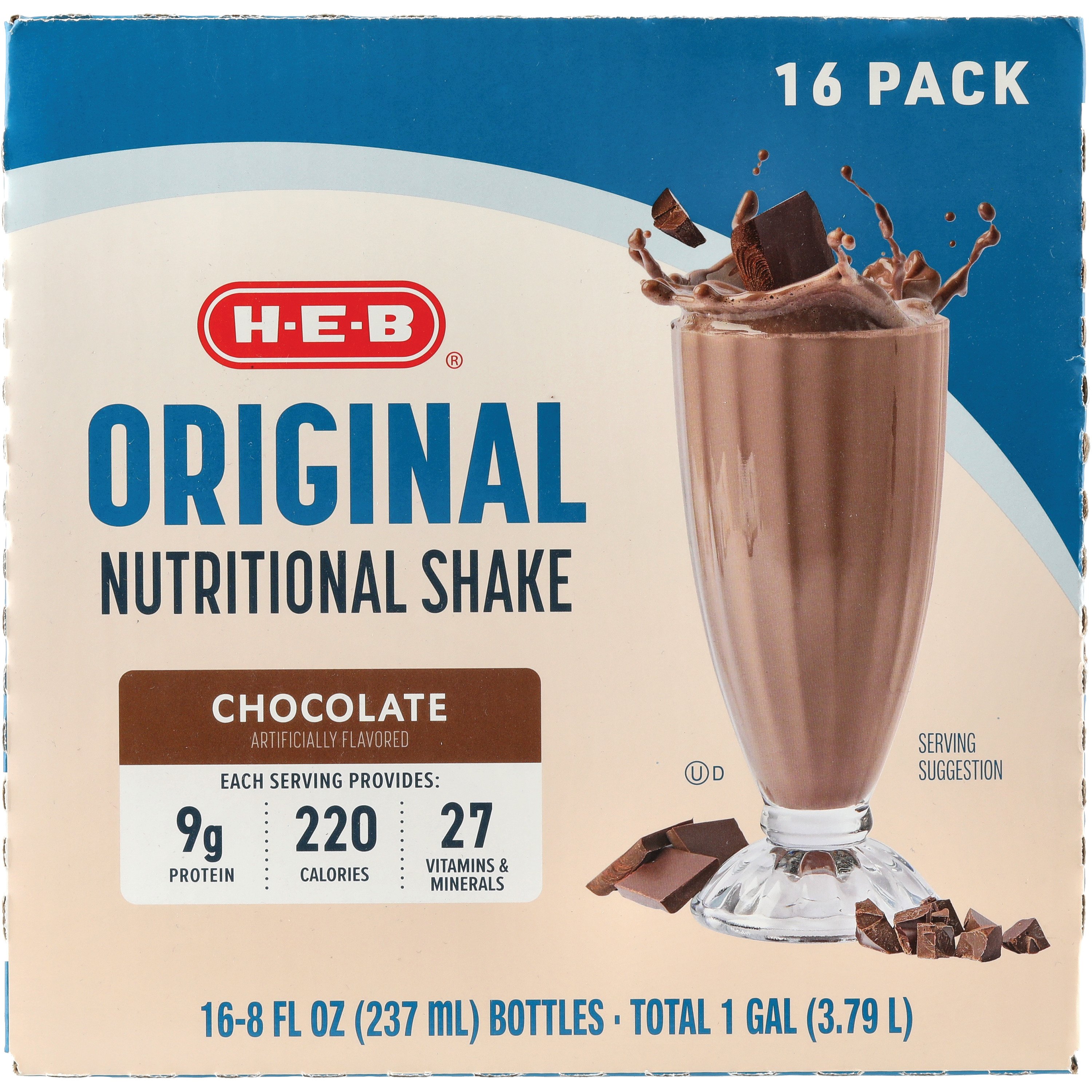 H-E-B Original 9g Protein Nutritional Shakes 16 pk Bottles - Chocolate ...