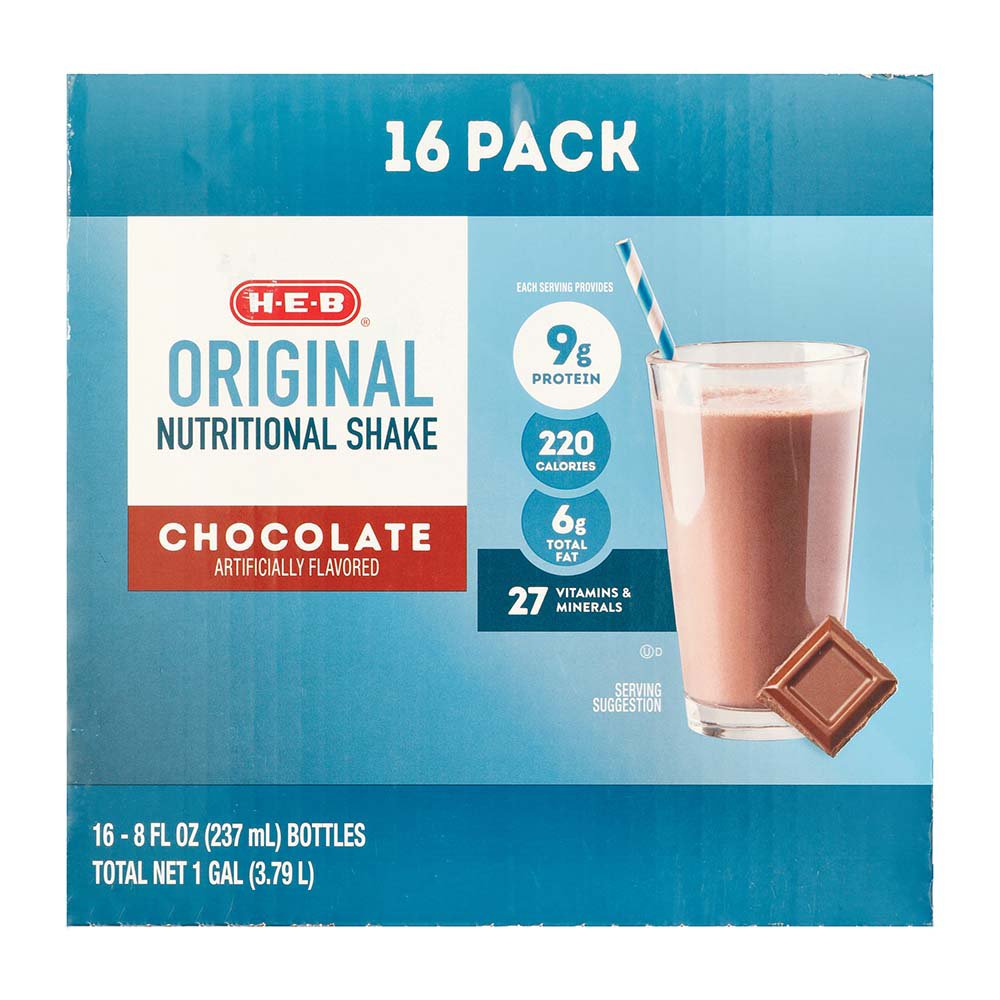 H-E-B Original 9g Protein Nutritional Shakes 16 pk Bottles - Chocolate ...