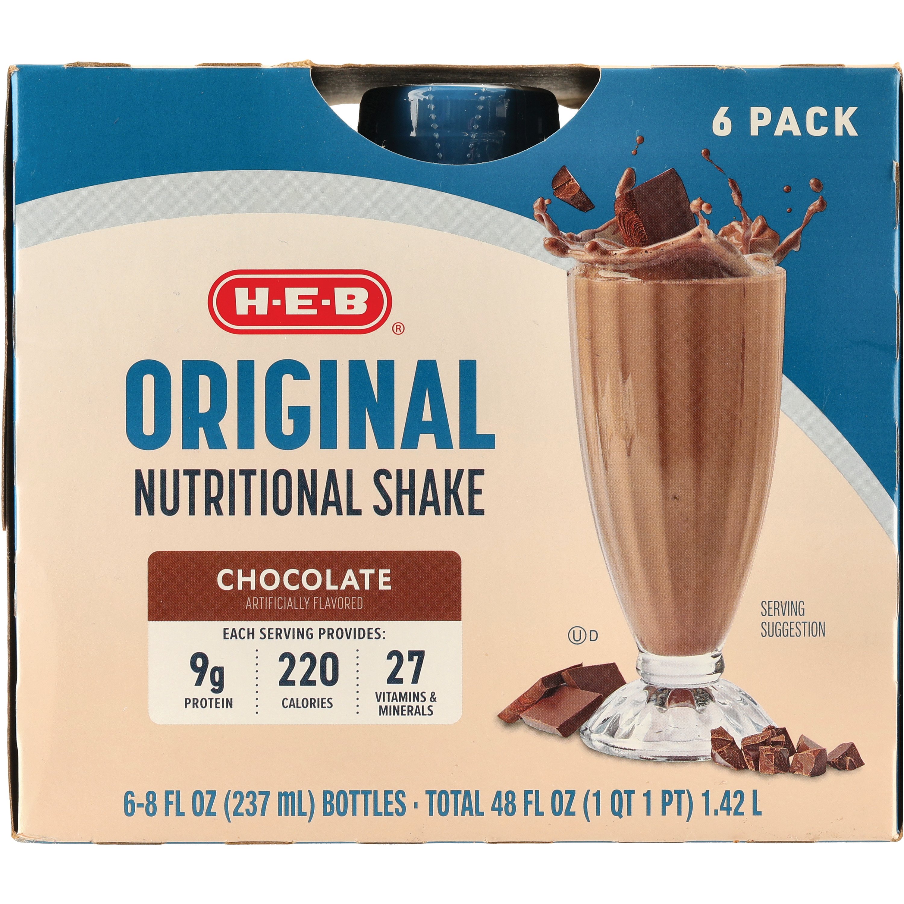 H-E-B Original 9g Protein Nutritional Shakes 6 pk Bottles - Chocolate ...