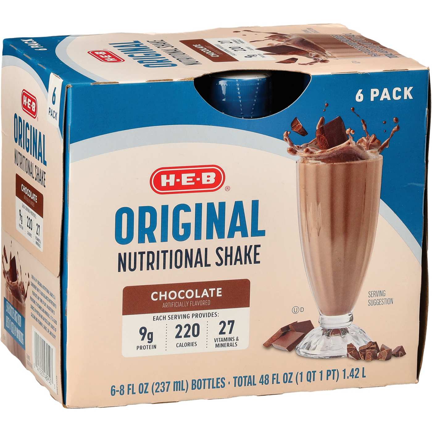 H-E-B Original 9g Protein Nutritional Shakes 6 pk Bottles - Chocolate ...