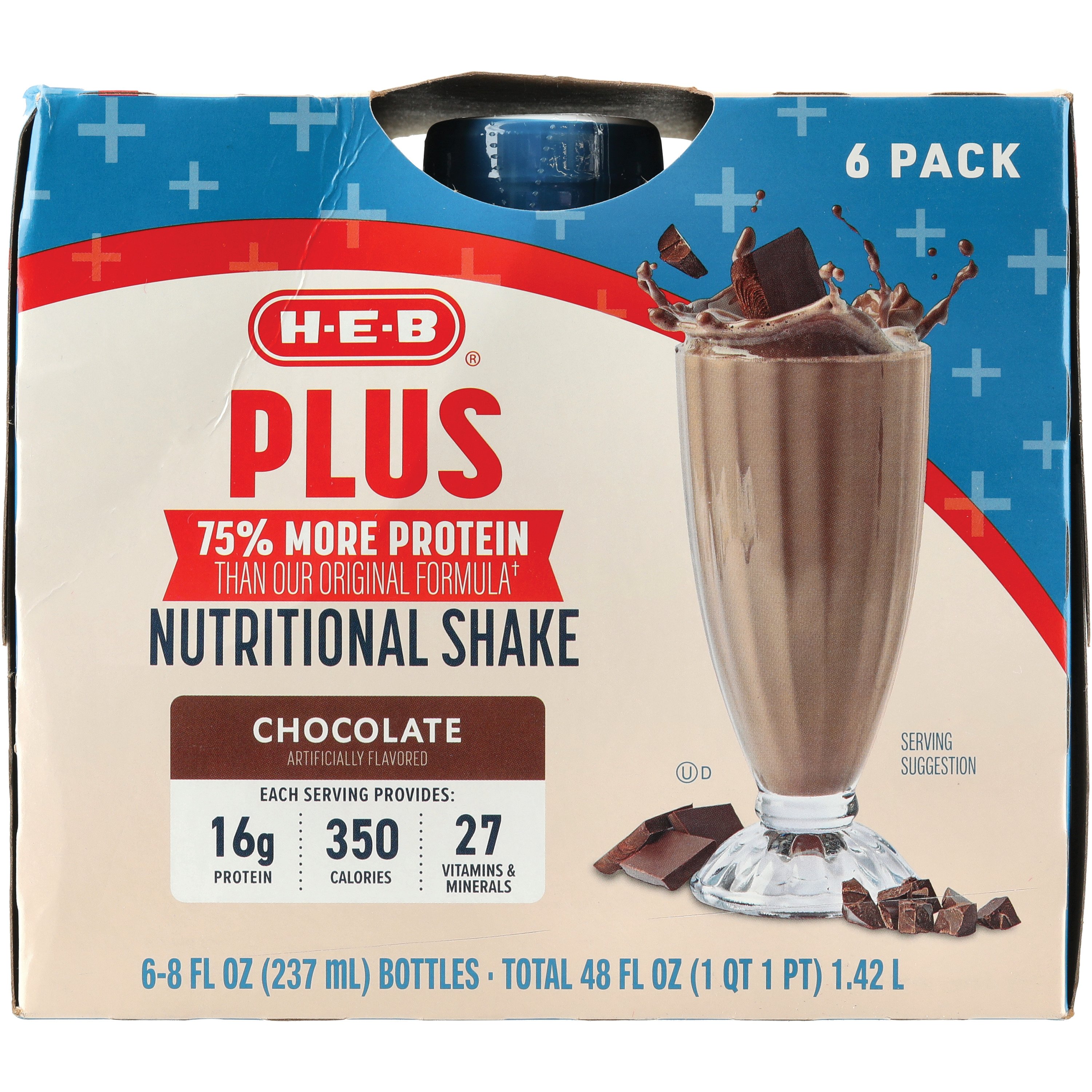H-E-B Plus Protein Nutritional Shakes 6 pk Bottles - Chocolate - Shop ...