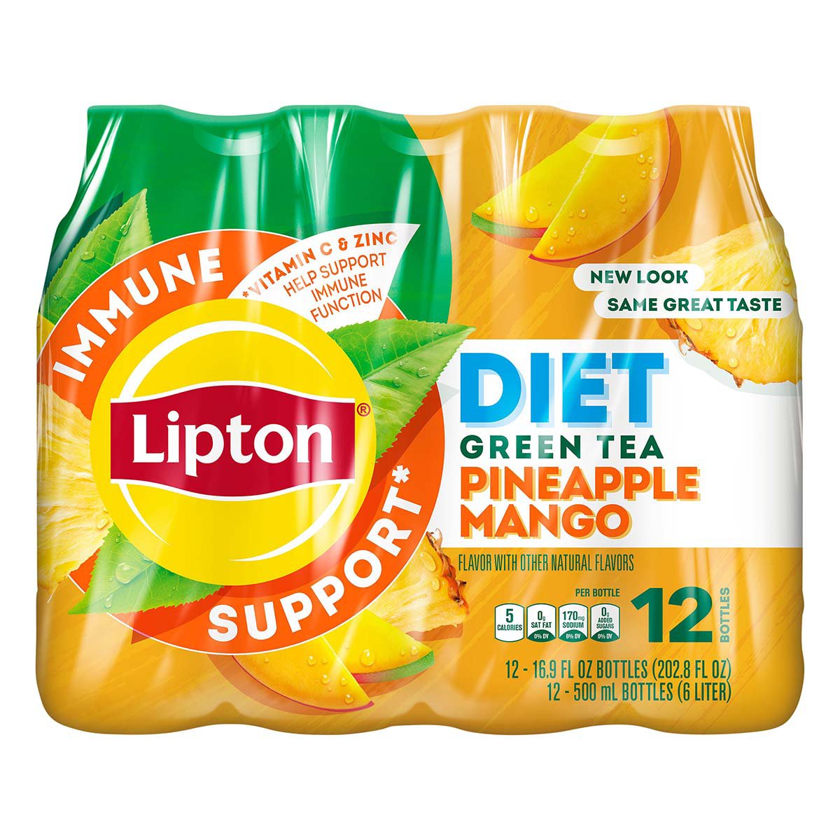 Lipton Immune Support Diet Pineapple Mango Green Tea 16.9 oz Bottles ...
