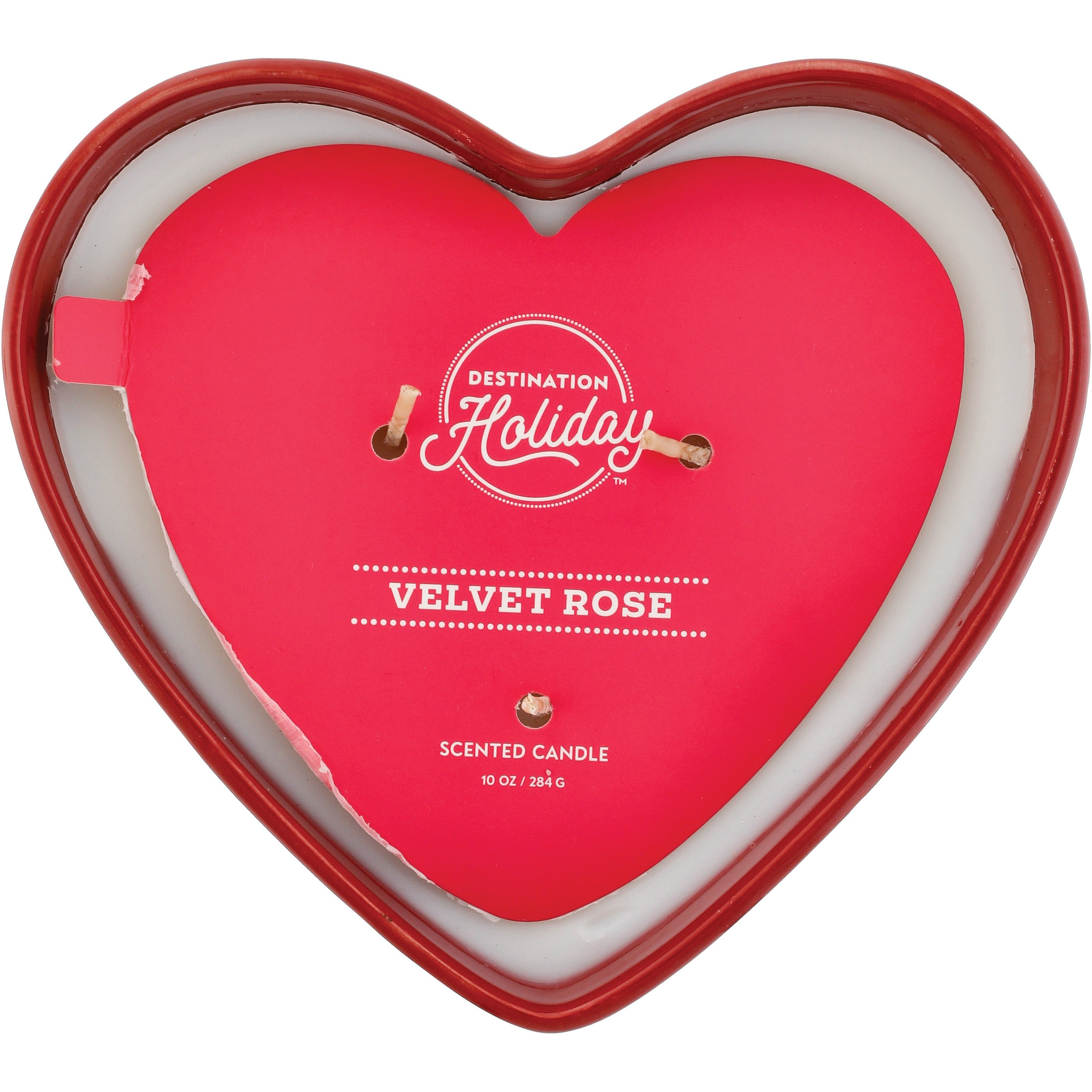 Destination Holiday Velvet Rose Scented Red Heart Shape Ceramic ...