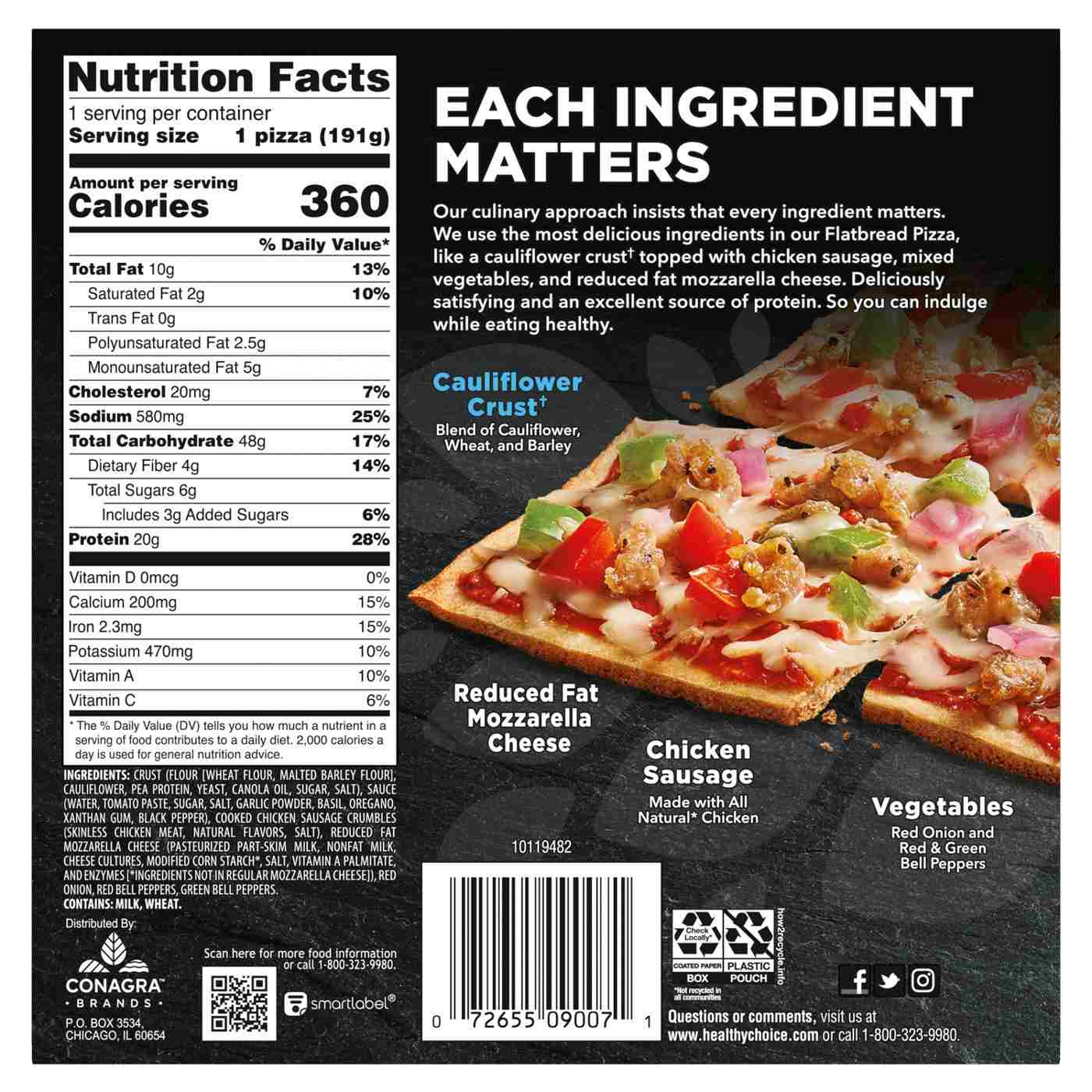 Healthy Choice Cauliflower Flatbread Frozen Pizza Chicken Sausage