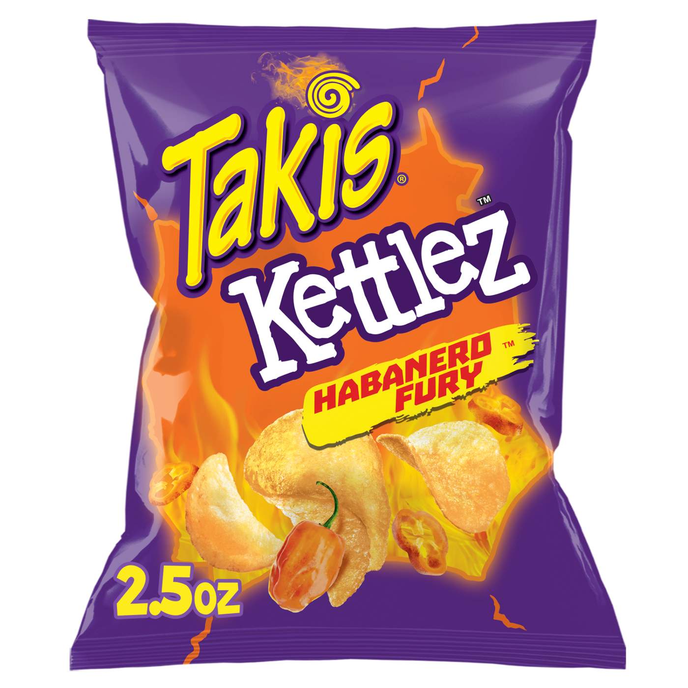 Takis Habanero Fury Kettlez Kettle-Cooked Potato Chips Snack Size Bag ...