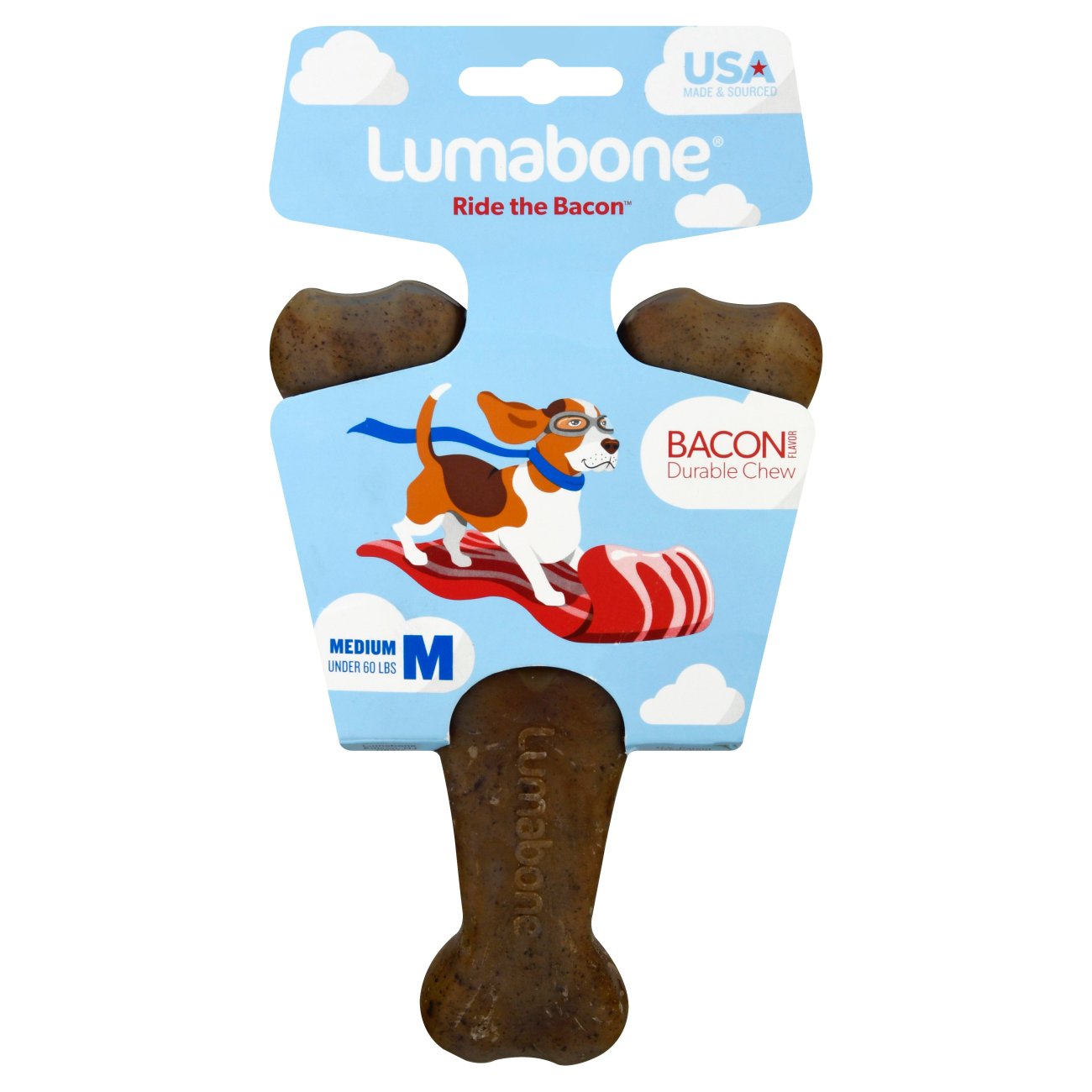 Lumabone Medium Bacon Wishbone Dog Chew Toy - Shop Chew toys at H-E-B