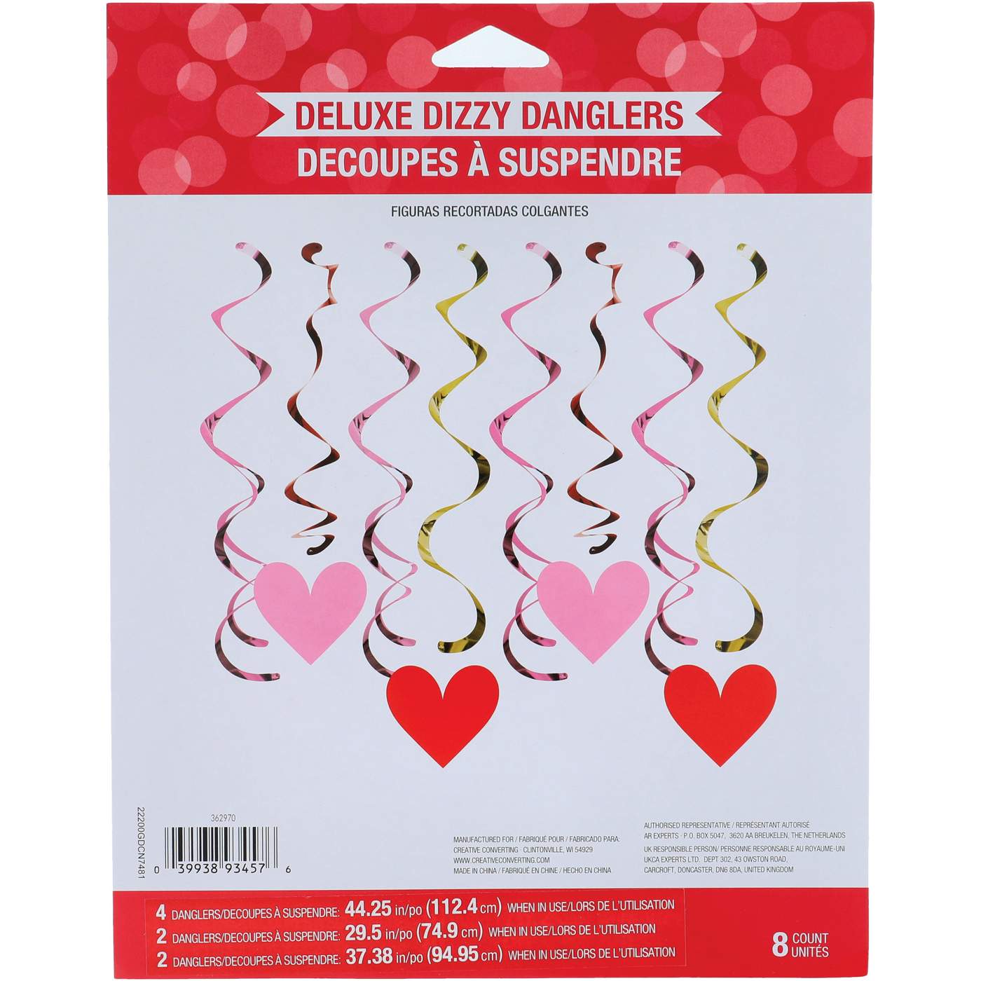 Creative Converting Deluxe Dizzy Valentine Hearts Danglers - Shop Party ...