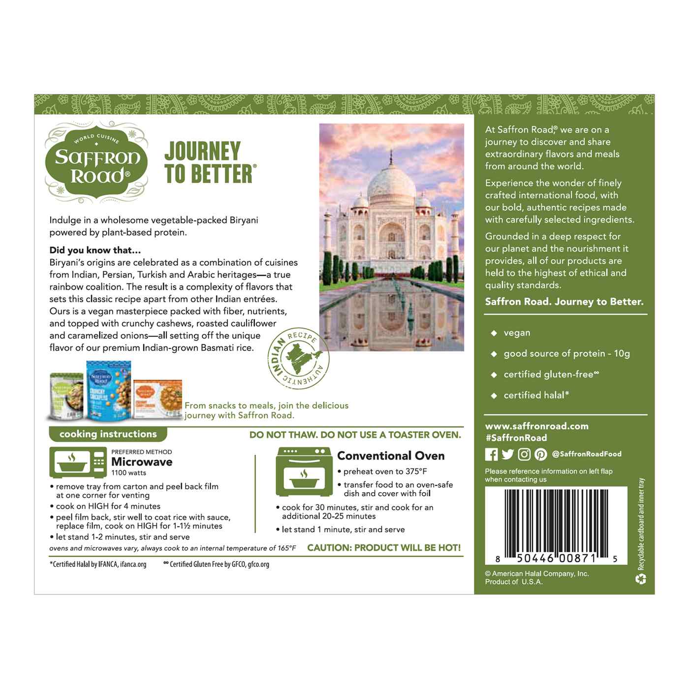 Saffron Road Vegetable Biryani Frozen Meal Shop Entrees And Sides At H E B