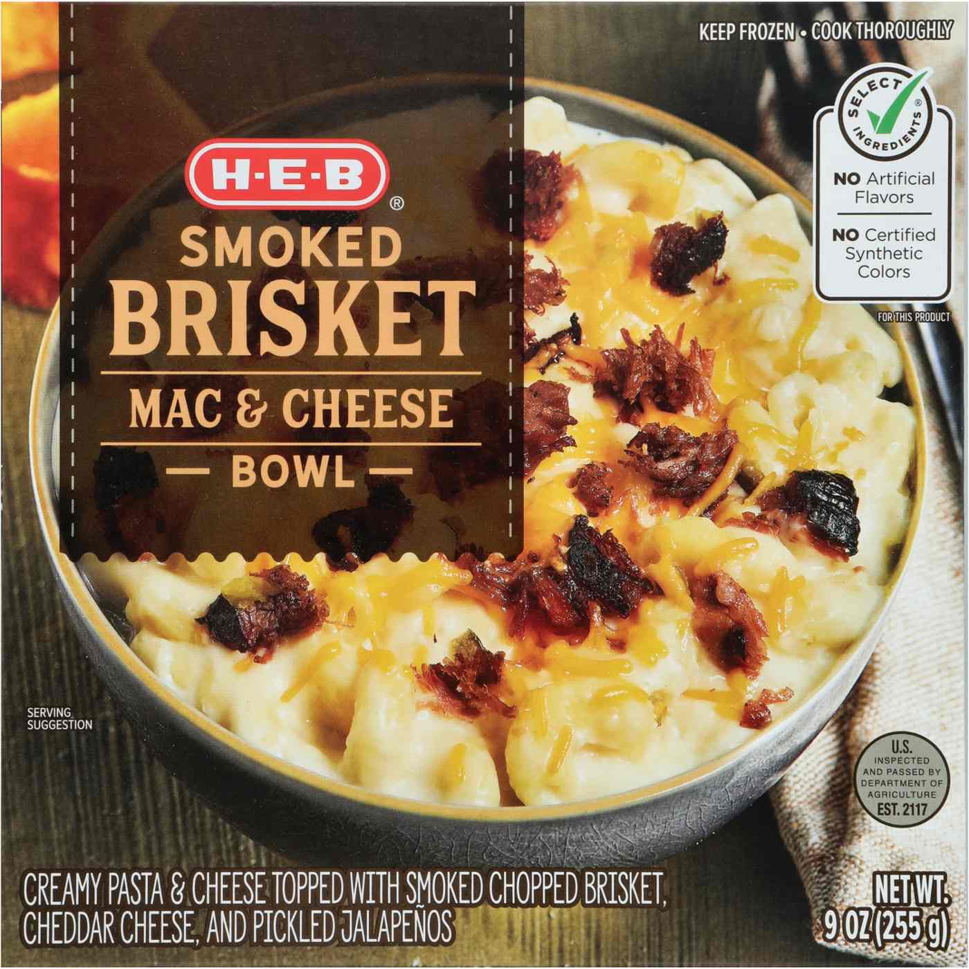 H-E-B Smoked Brisket Mac & Cheese Bowl Frozen Meal - Shop Entrees ...