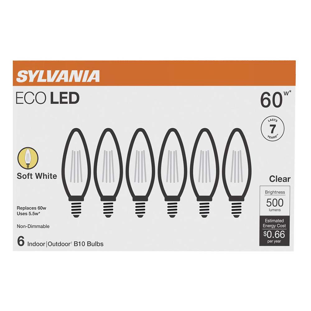 Sylvania ECO B10 60-Watt Soft White Clear LED Light Bulbs - Shop Light ...