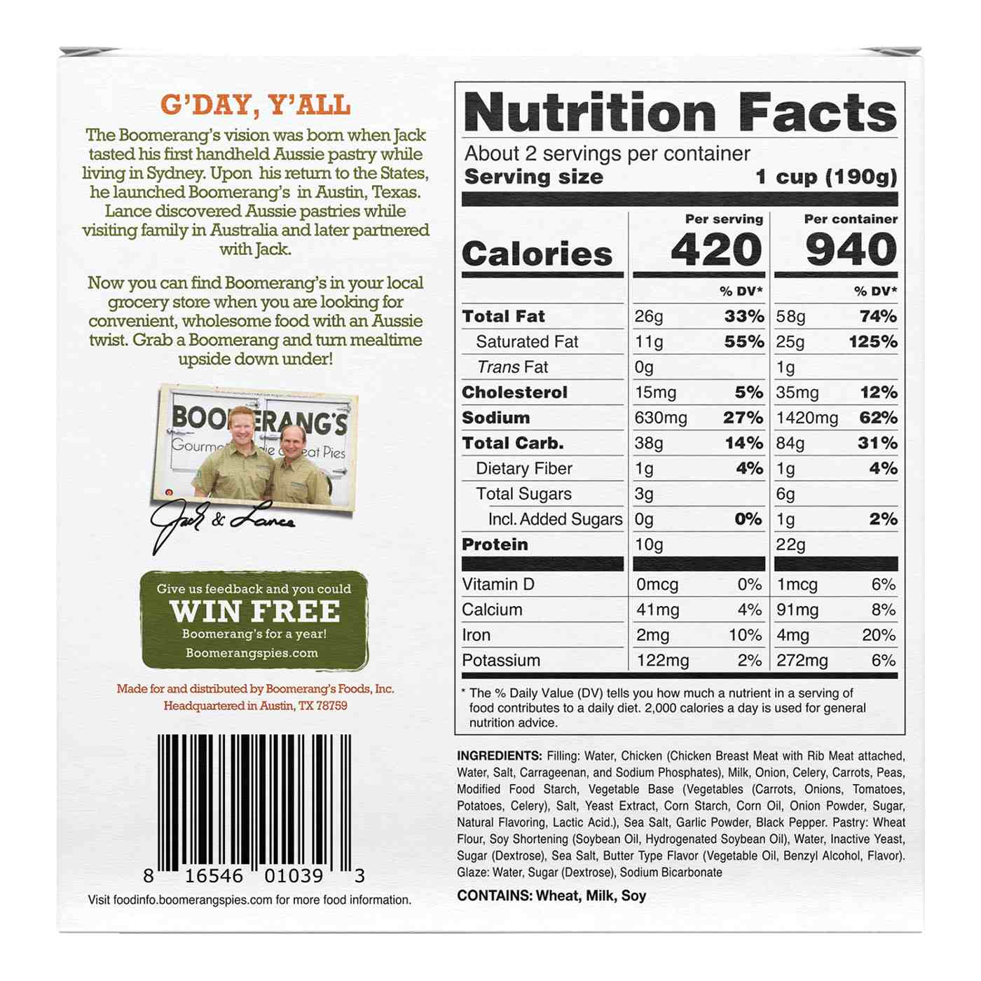 Boomerang's Mighty Chicken Classic Pie - Shop Entrees & sides at H-E-B