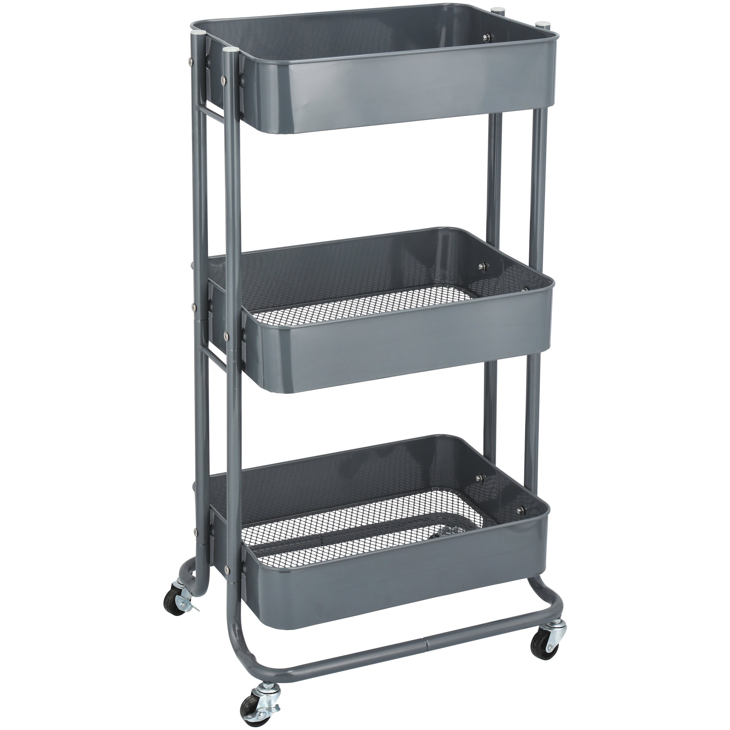 Destination Holiday 3-Tier Metal Rolling Storage Cart - Gray - Shop ...