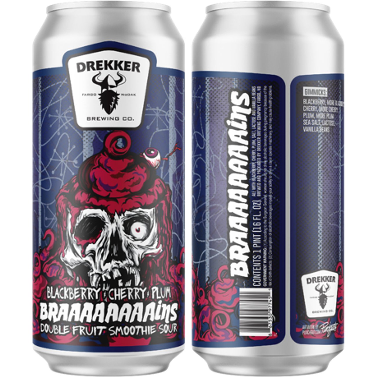 Drekker Brewing Brains Double Fruit Smoothie Sour Craft Beer 4 pk Cans ...