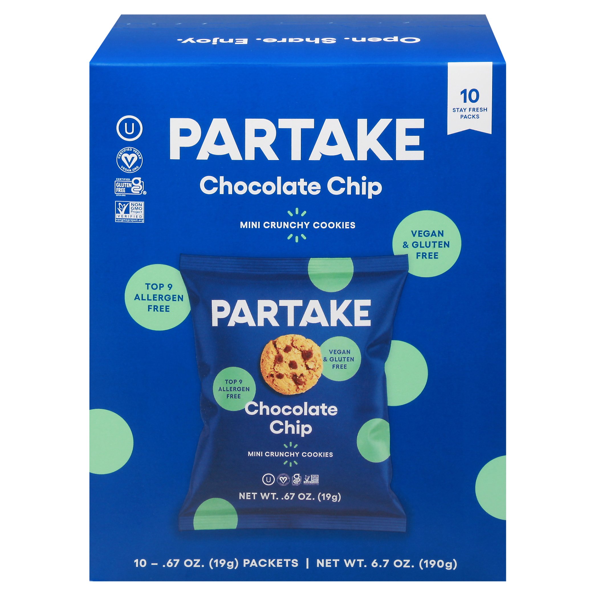 Partake Crunchy Mini Chocolate Chip Cookie Snack Packs - Shop Snacks ...