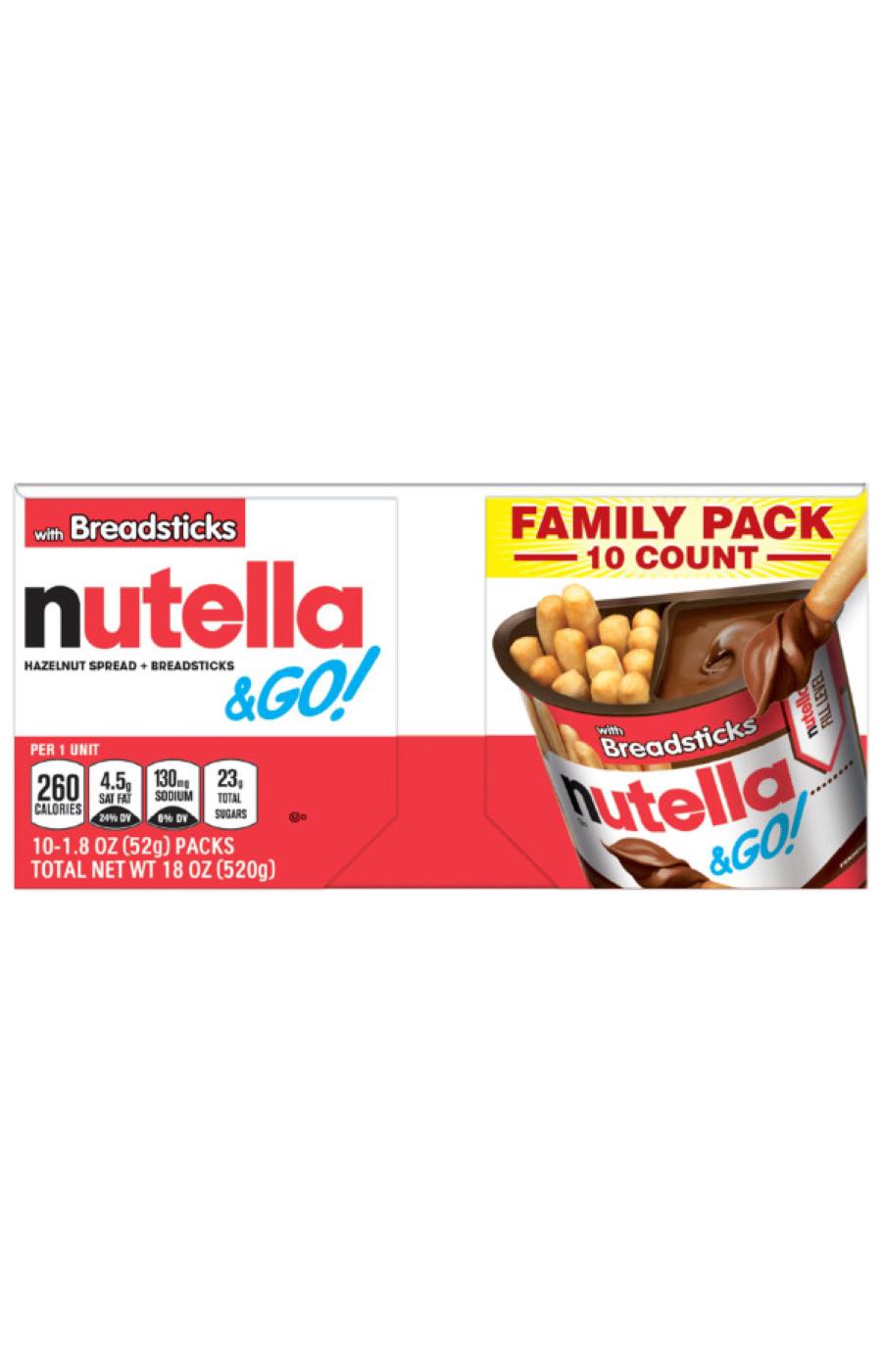 Nutella & Go Chocolate Hazelnut Spread with Breadsticks, Family Pack ...