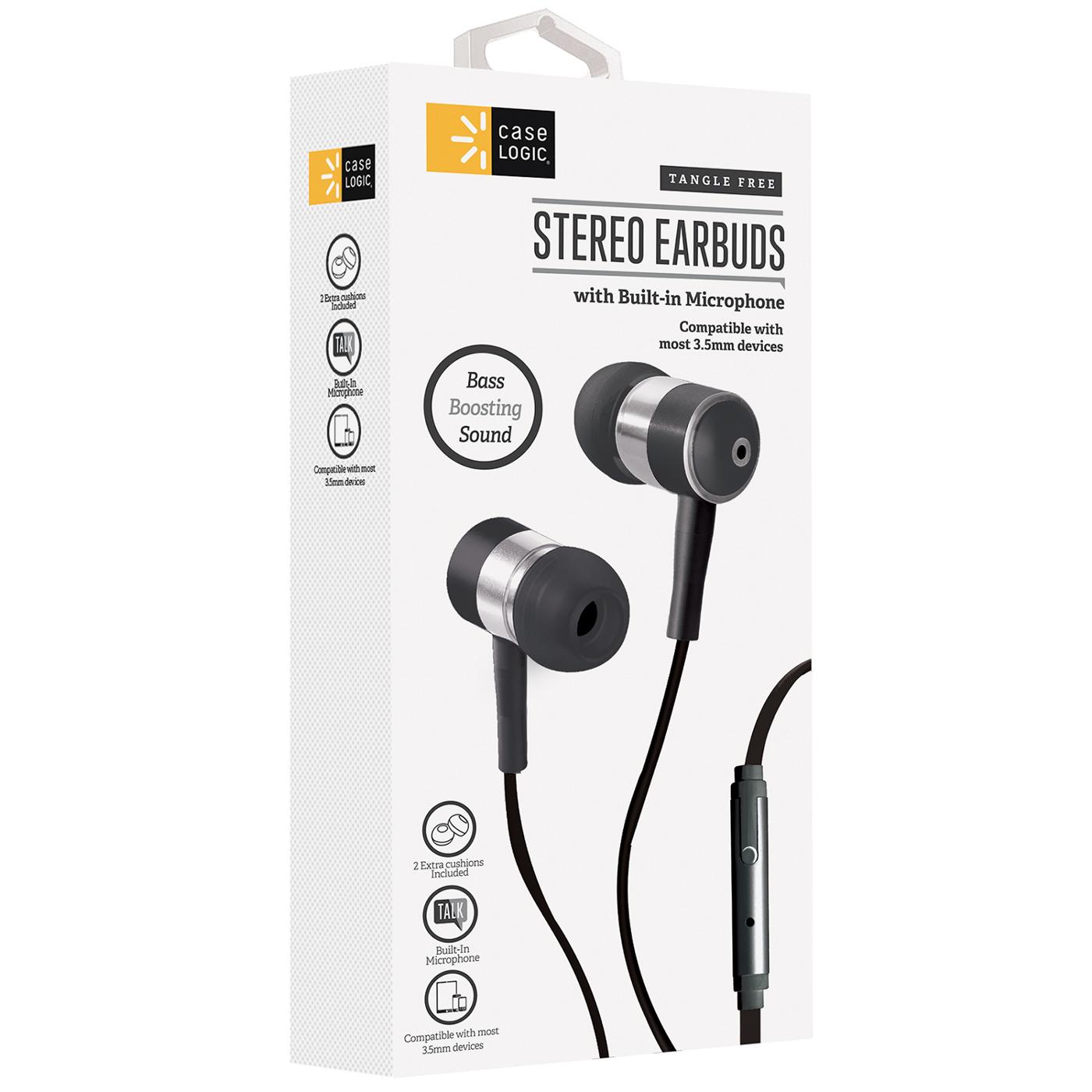 Case Logic Tangle Free Wired Stereo Earbuds with Mic - Black - Shop ...