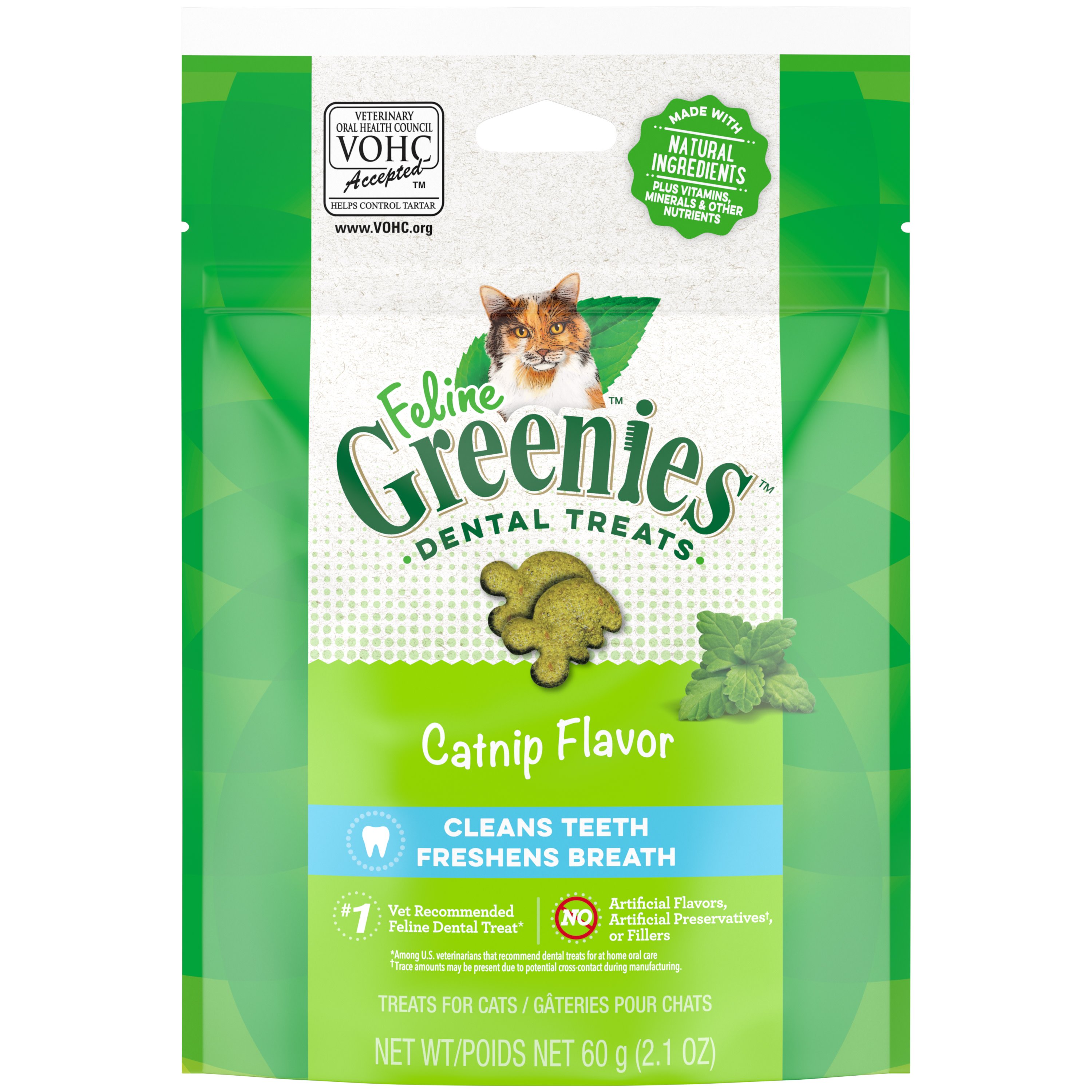 FELINE GREENIES Adult Natural Dental Care Cat Treats - Catnip Flavor ...