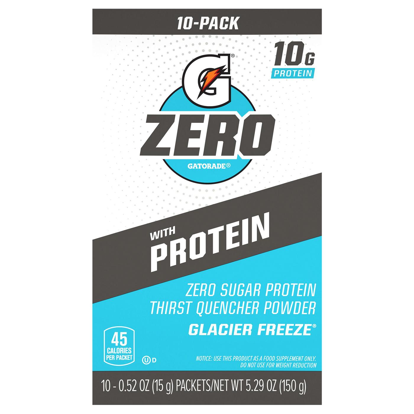 Gatorade Zero Sugar Glacier Freeze Protein Thirst Quencher Powder ...