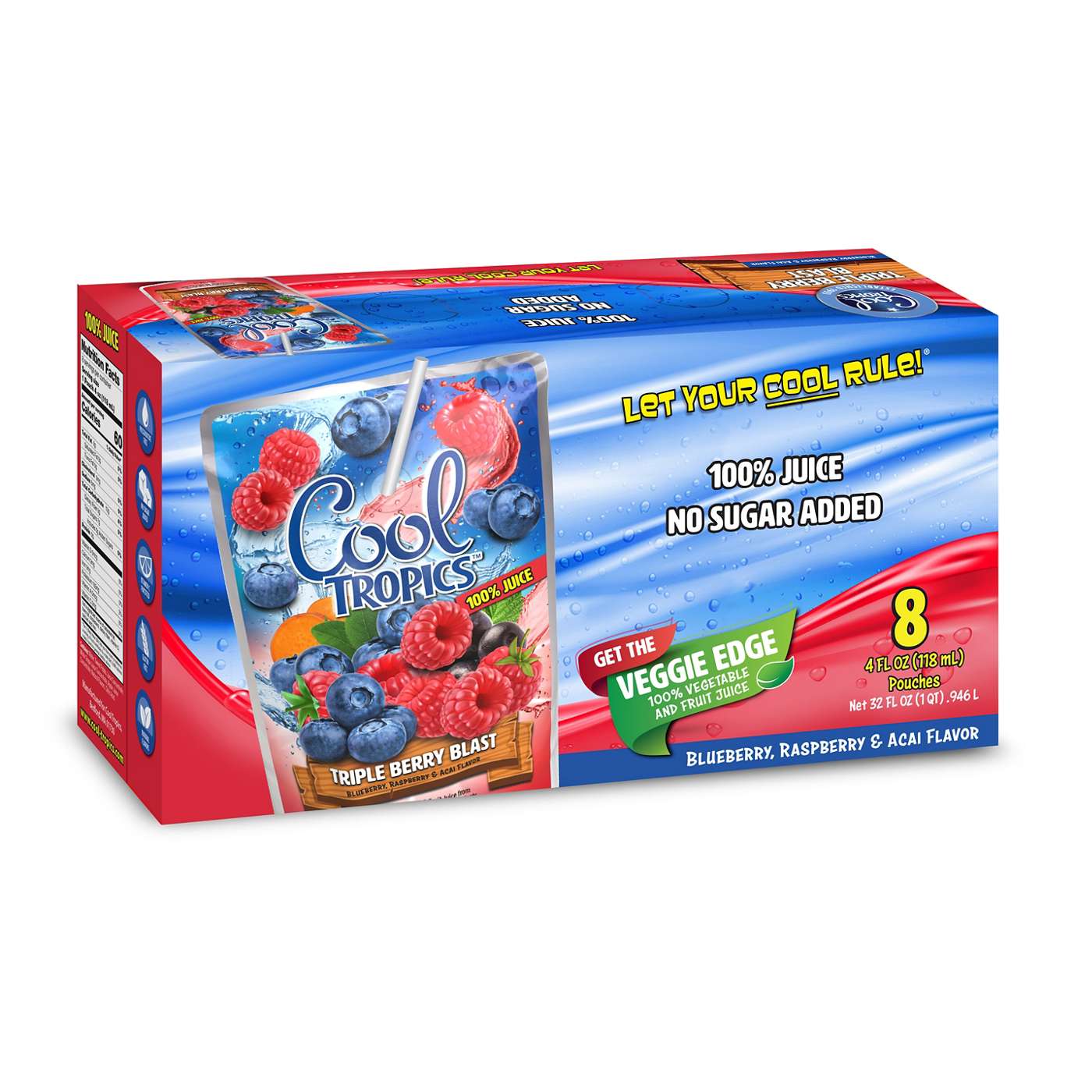 Cool Tropics Triple Berry Blast Juice 100% Juice Pouches - Shop Juice ...