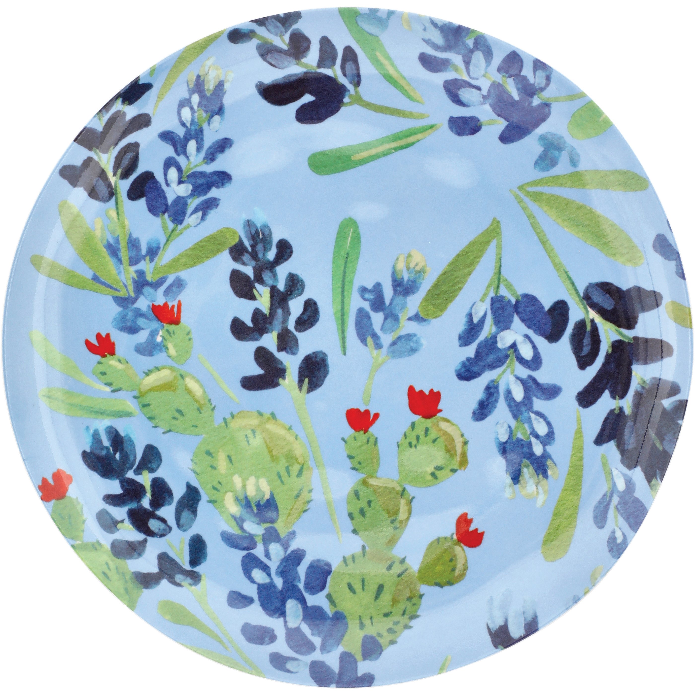 Destination Holiday Cactus Floral Melamine Bluebonnet Dinner Plate ...