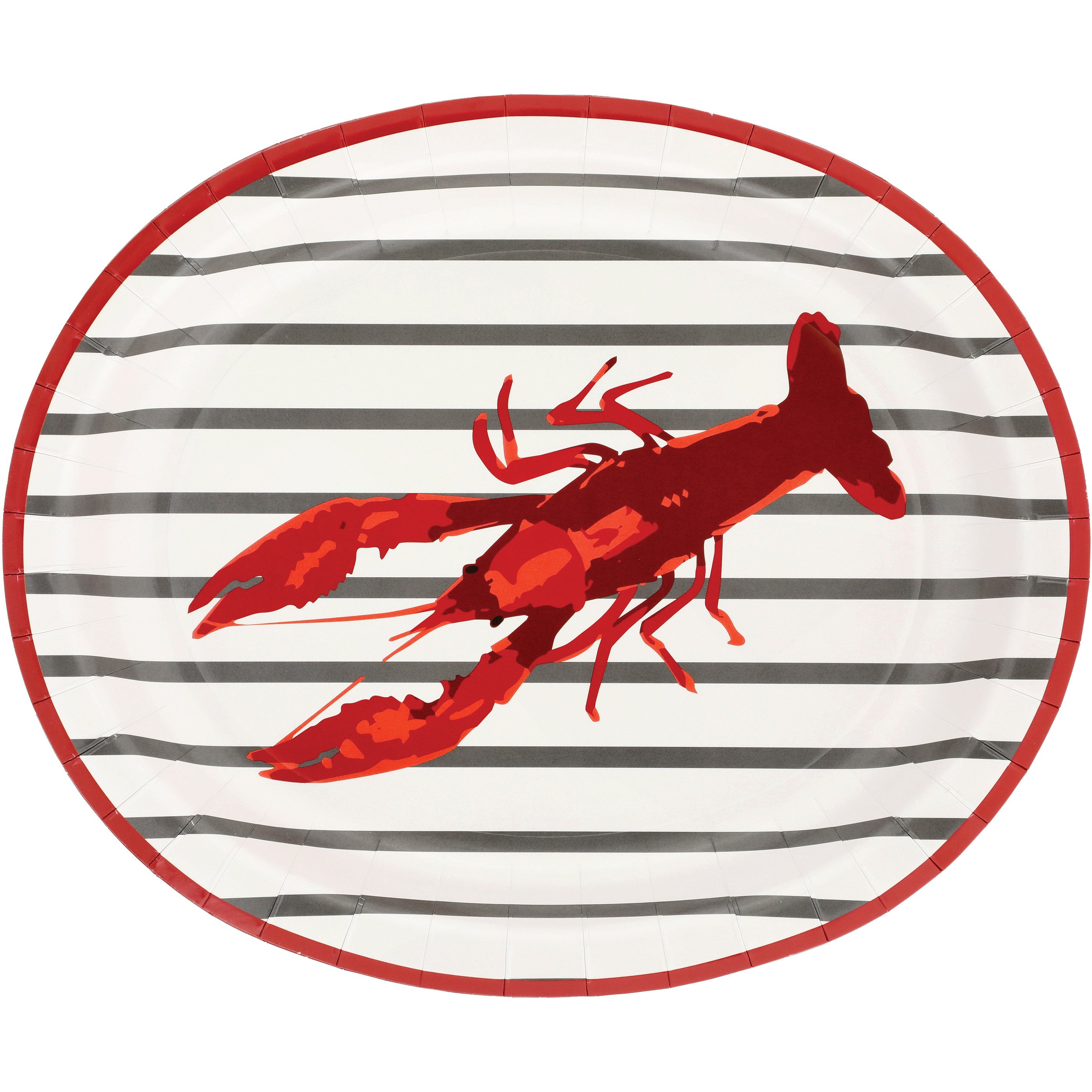 Destination Holiday Striped Disposable Crawfish Oval Paper Plates ...