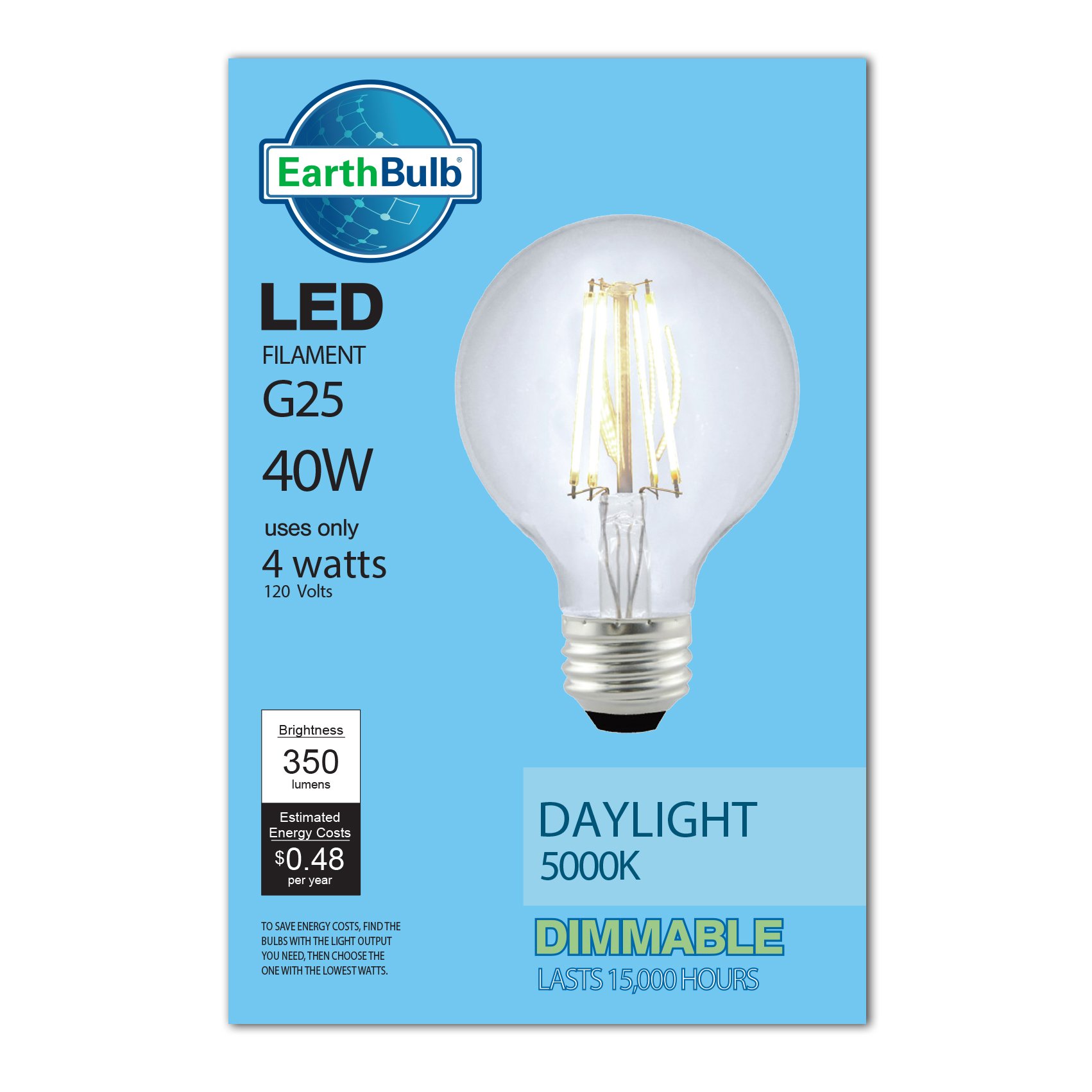 EarthBulb G25 40-Watt LED Light Bulb - Daylight - Shop Light bulbs at H-E-B