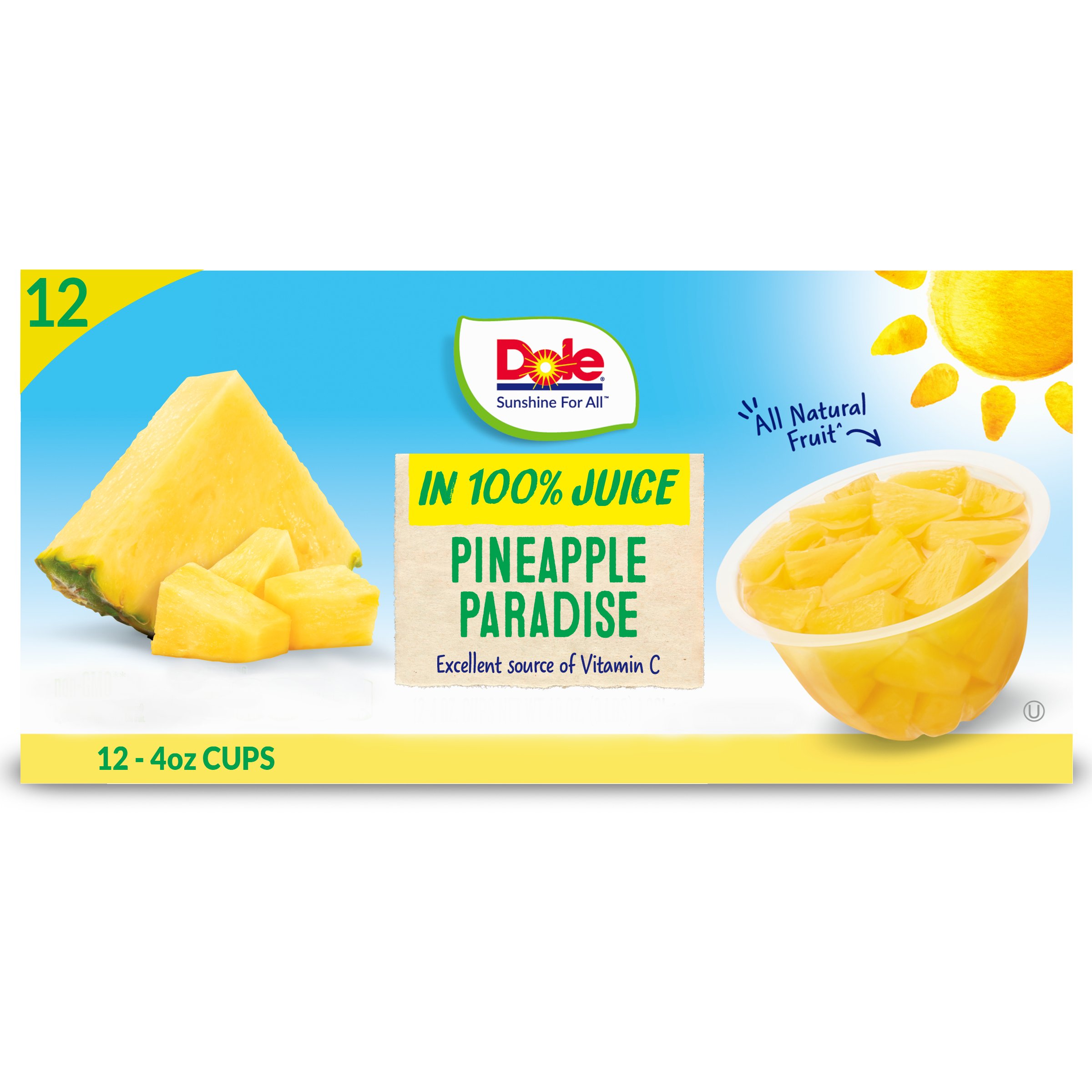 Dole Fruit Bowls - Pineapple Paradise Pineapple Tidbits in 100% Juice ...