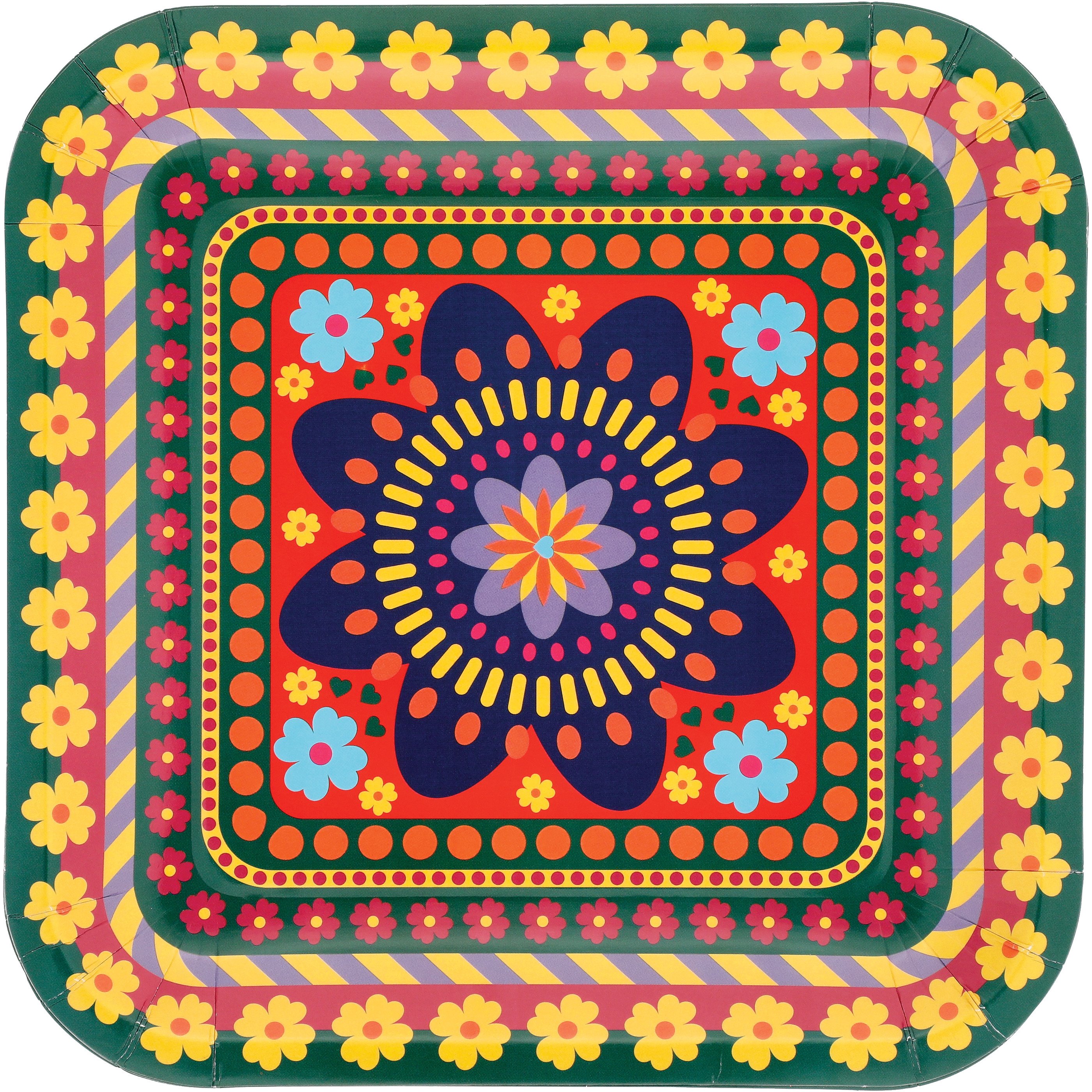 Destination Holiday Festive Florals Disposable Fiesta Square Dinner ...