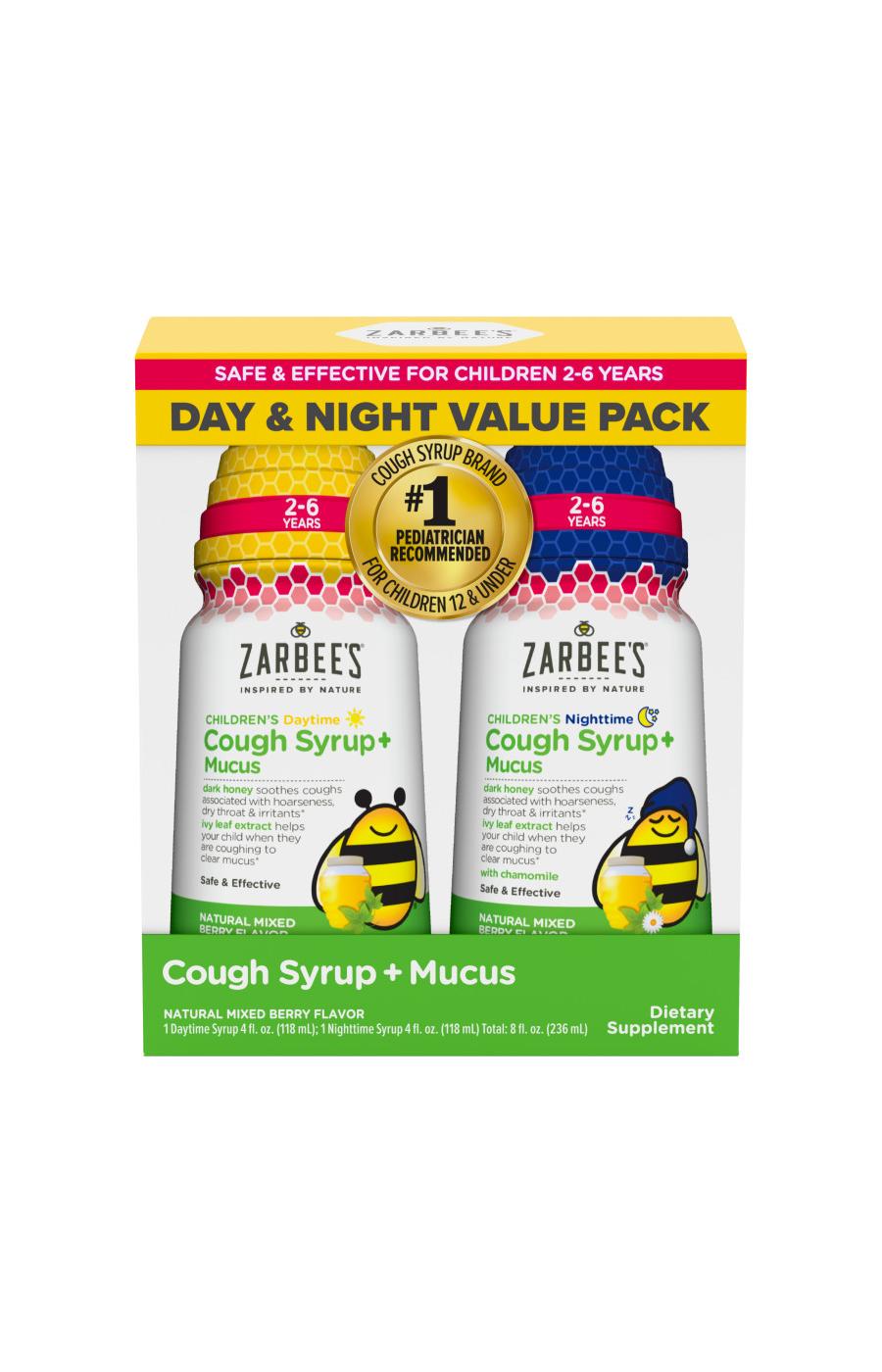 Zarbee's Kids Daytime & Nighttime Cough & Mucus Relief Liquid - Natural ...