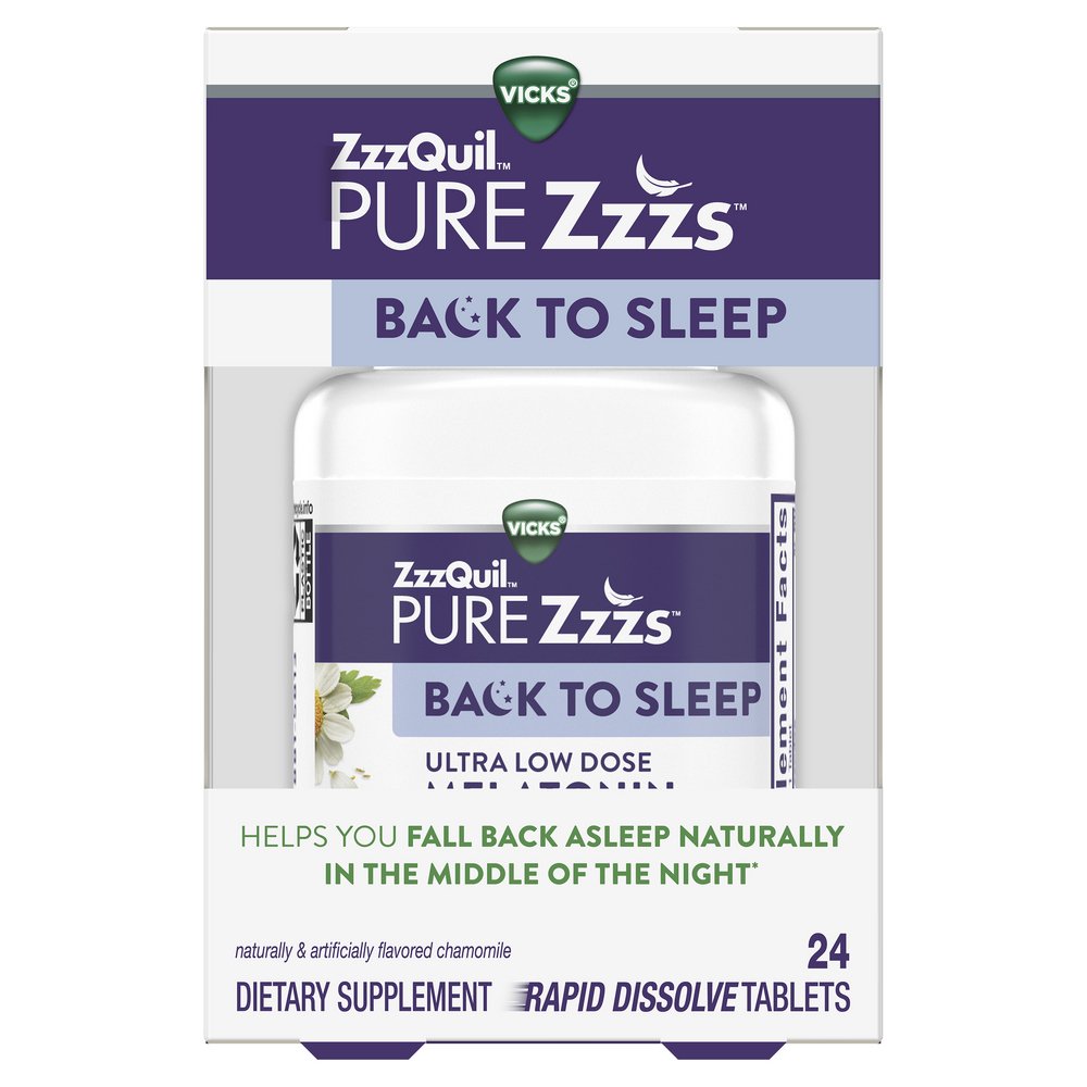 Vicks ZzzQuil Pure Zzzs Back to Sleep Melatonin Rapid Dissolve Tablets ...
