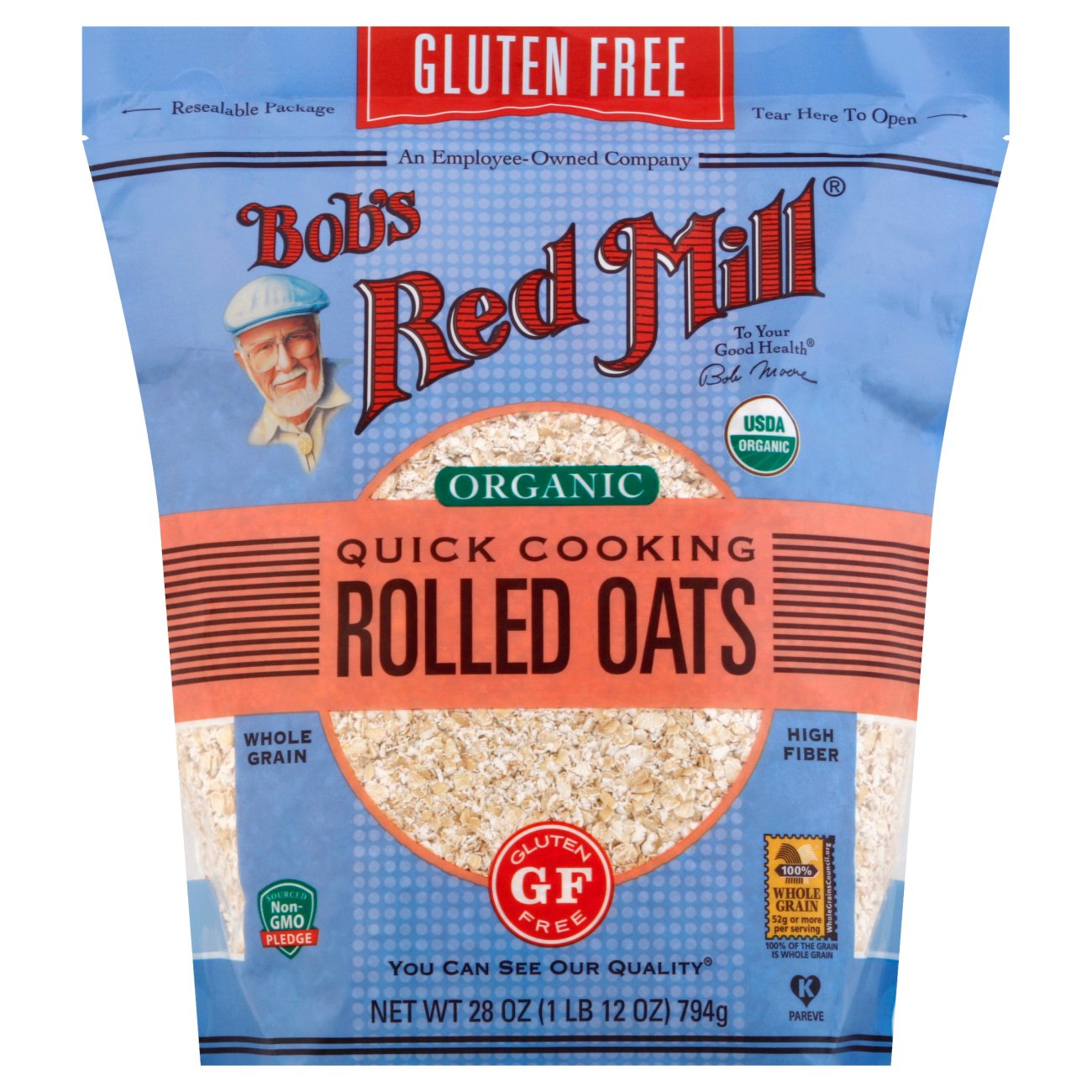 Bob's Red Mill Gluten Free Organic Quick Cooking Rolled Oats, 28 oz ...