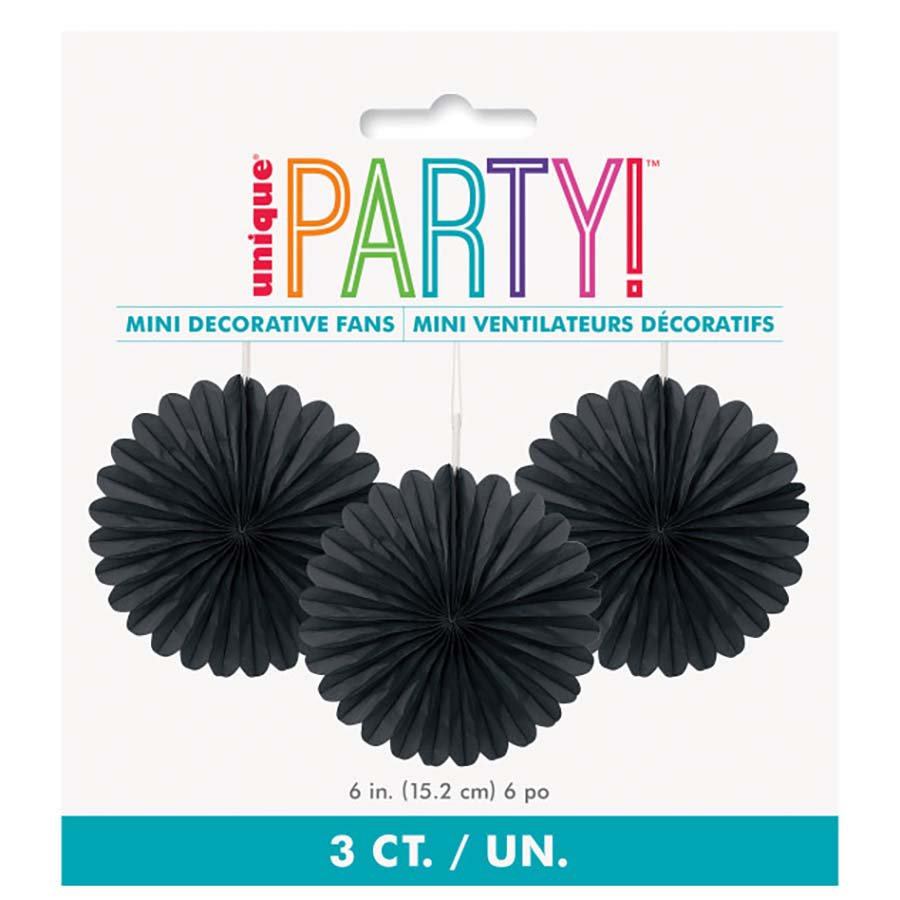 Unique 3 Mini Decorative Party Fans - Black - Shop Party Decor at H-E-B
