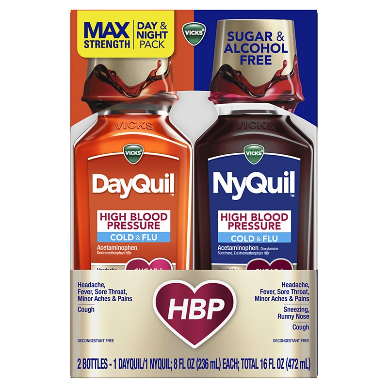 Vicks Dayquil Nyquil High Blood Pressure Cold & Flu Liquid - Shop ... Vicks Dayquil Nyquil High Blood Pressure Cold & Flu Liquid - Shop ...