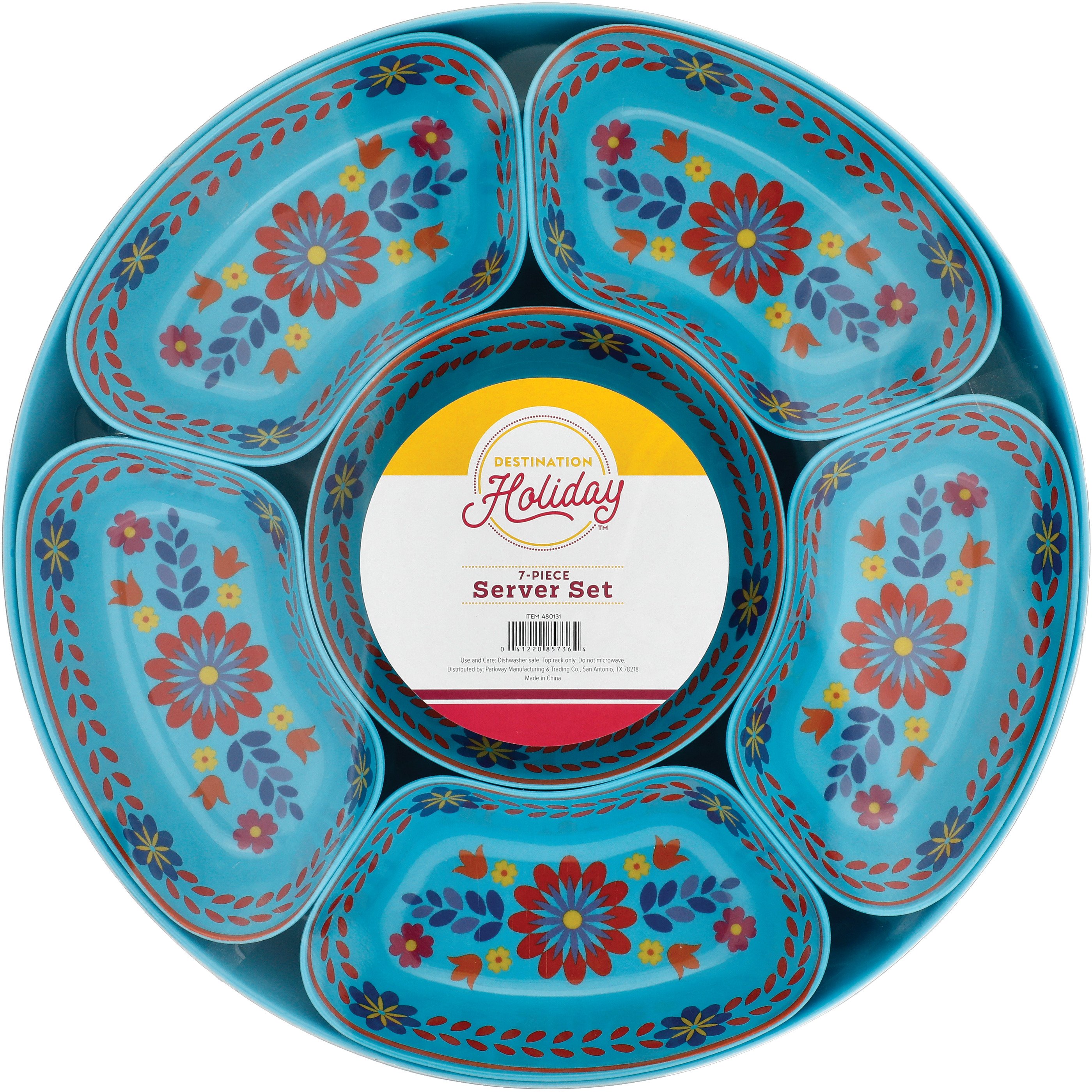 Destination Holiday Festive Florals Melamine Fiesta Server Set, 7 pc ...