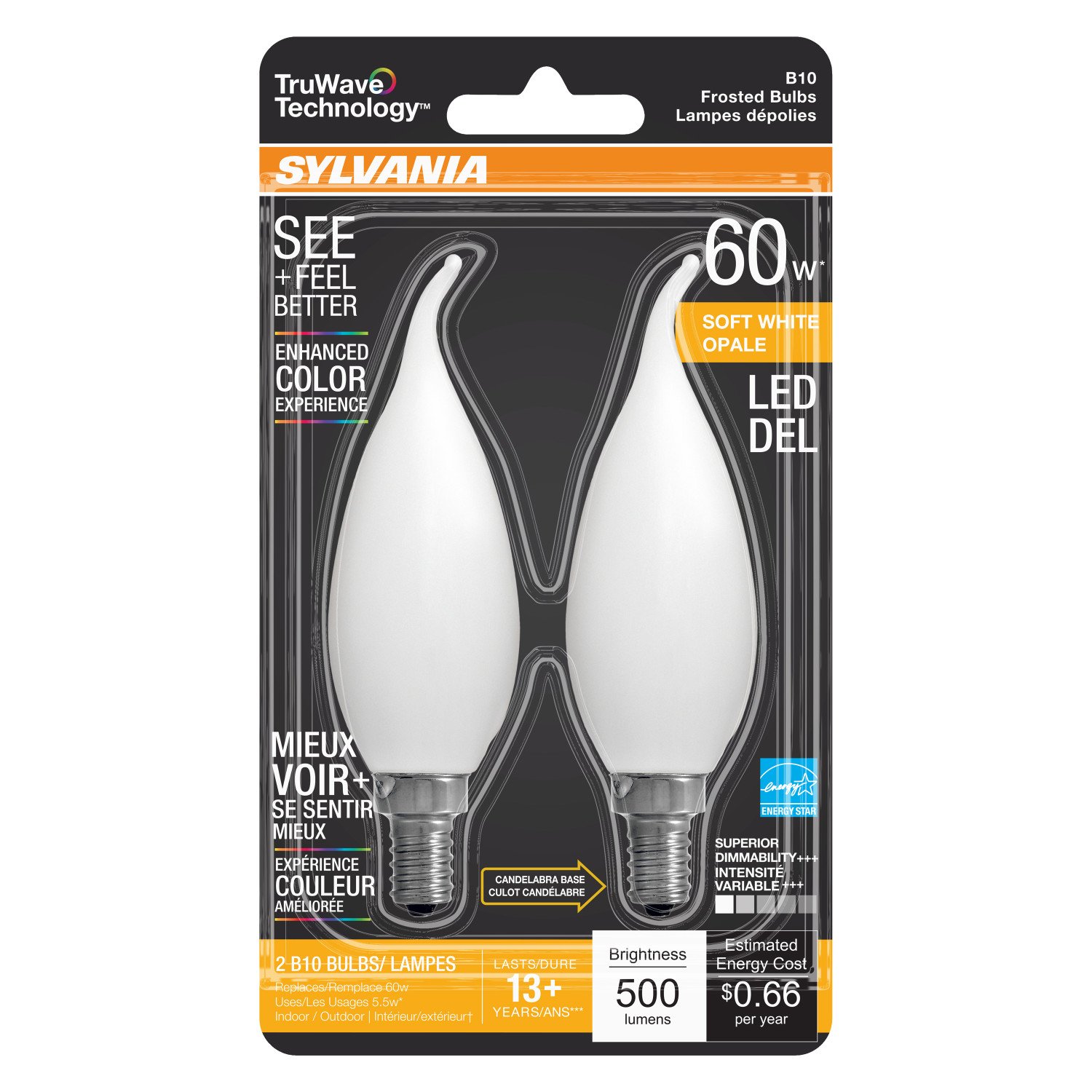 Sylvania TruWave E12 60-Watt Frosted LED Light Bulbs - Soft White ...