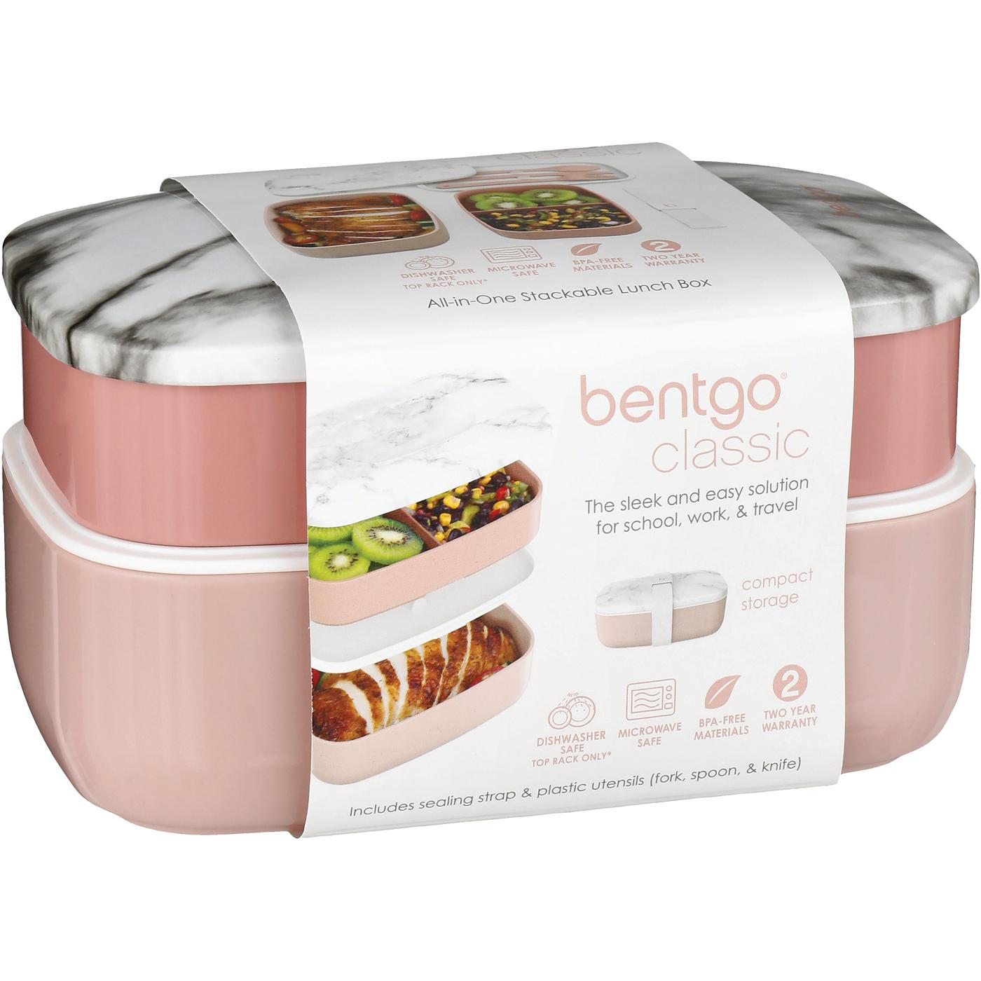 Bentgo Classic AlI-In-One Stackable Lunch Box - Marble Pink - Shop ...