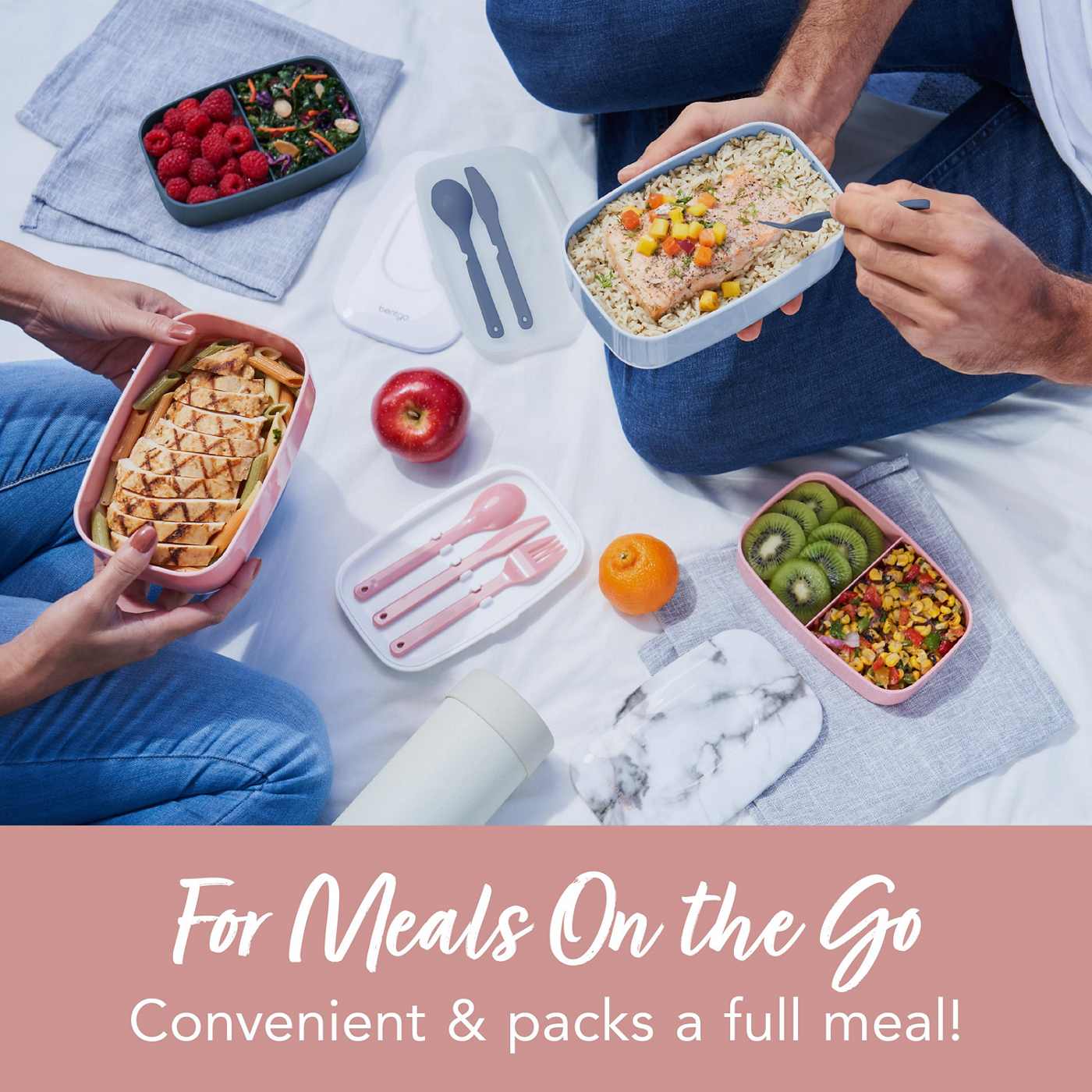 Bentgo Classic AlI-In-One Stackable Lunch Box - Marble Pink - Shop ...