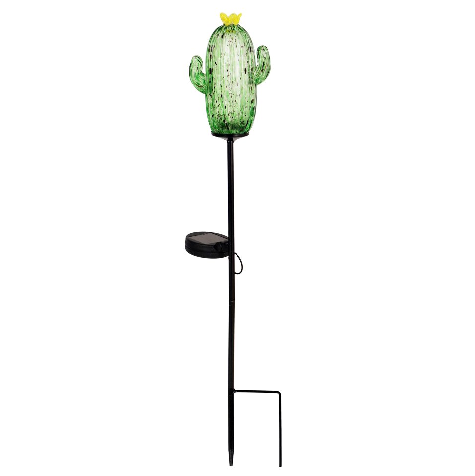 Evergreen Tall Cactus Glass Solar Garden Stake - Shop Outdoor decor at ...