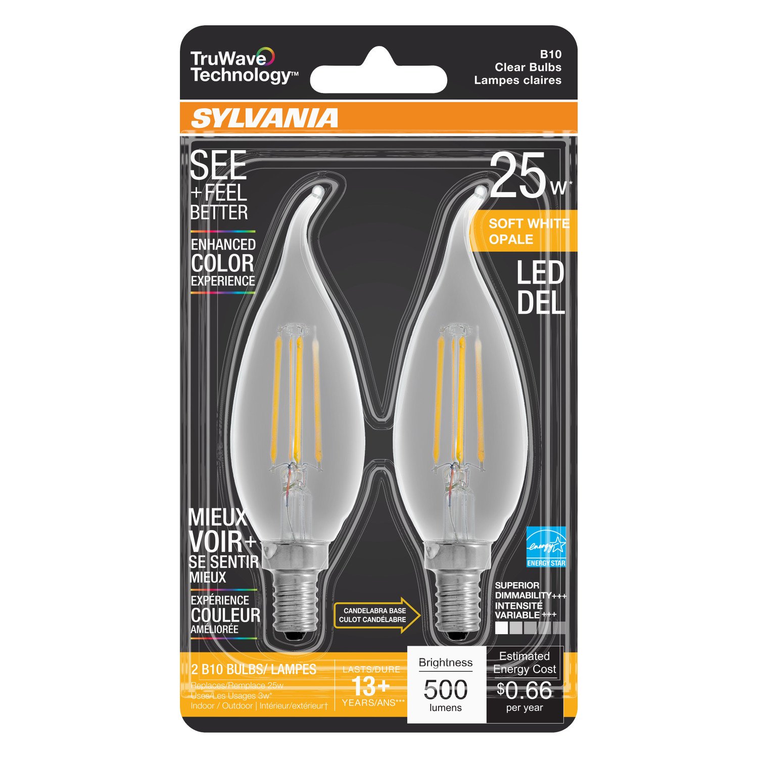 Sylvania TruWave B10 25-Watt Clear LED Light Bulbs - Soft White - Shop ...