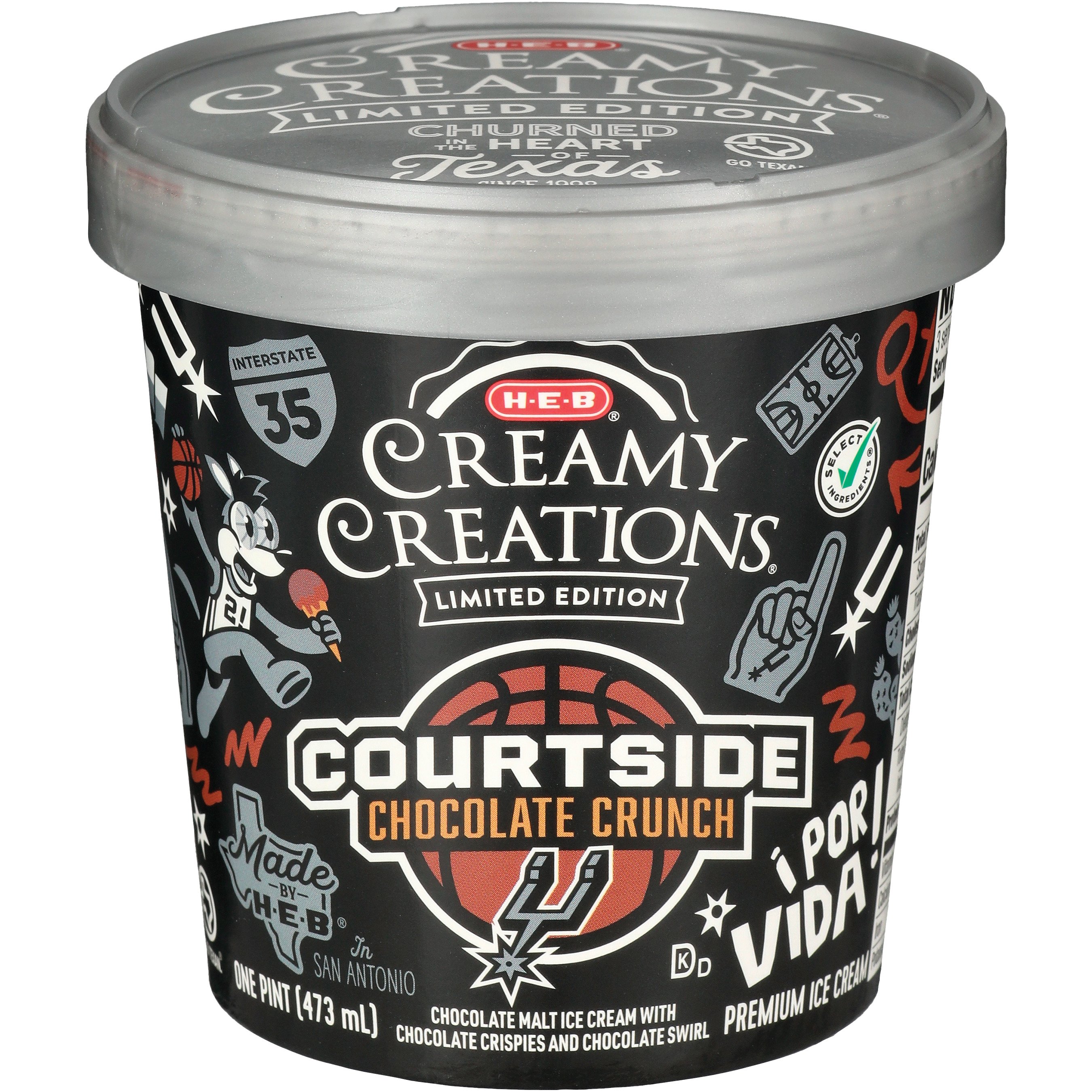 H-E-B Creamy Creations Courtside Chocolate Crunch Ice Cream - Shop Ice ...