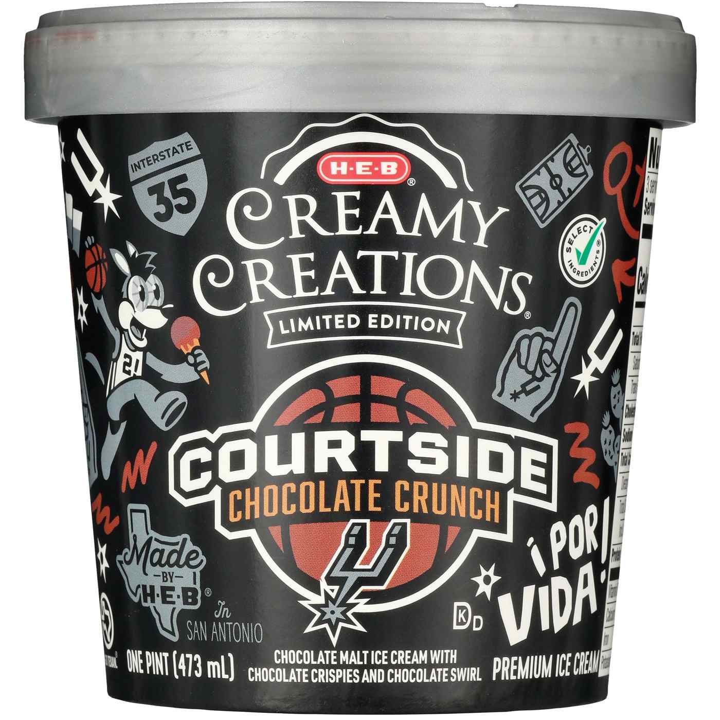 H-E-B Creamy Creations Courtside Chocolate Crunch Ice Cream - Shop Ice ...