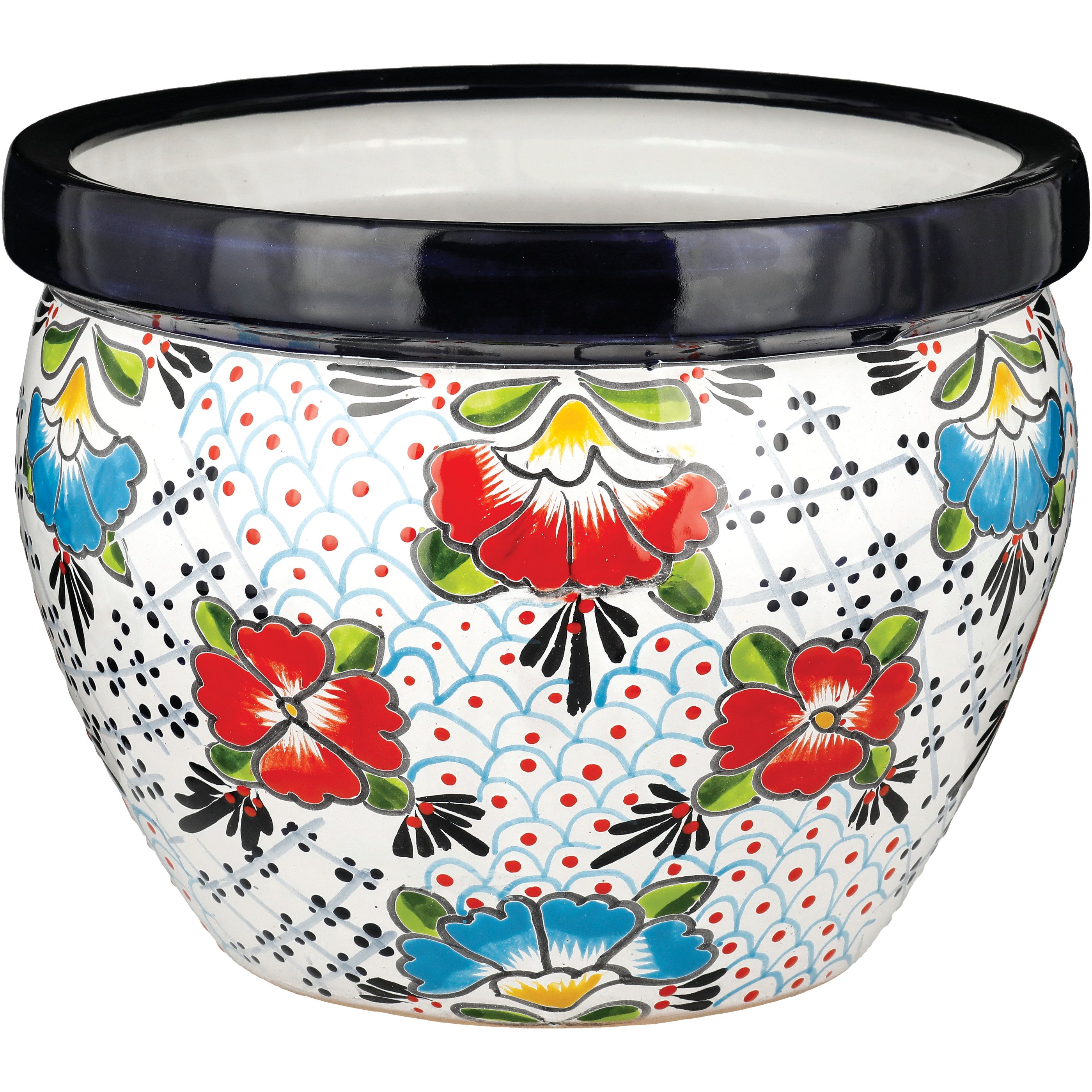 Blue Orange Pottery French Floral Talavera Bulb Planter - Shop Pots ...