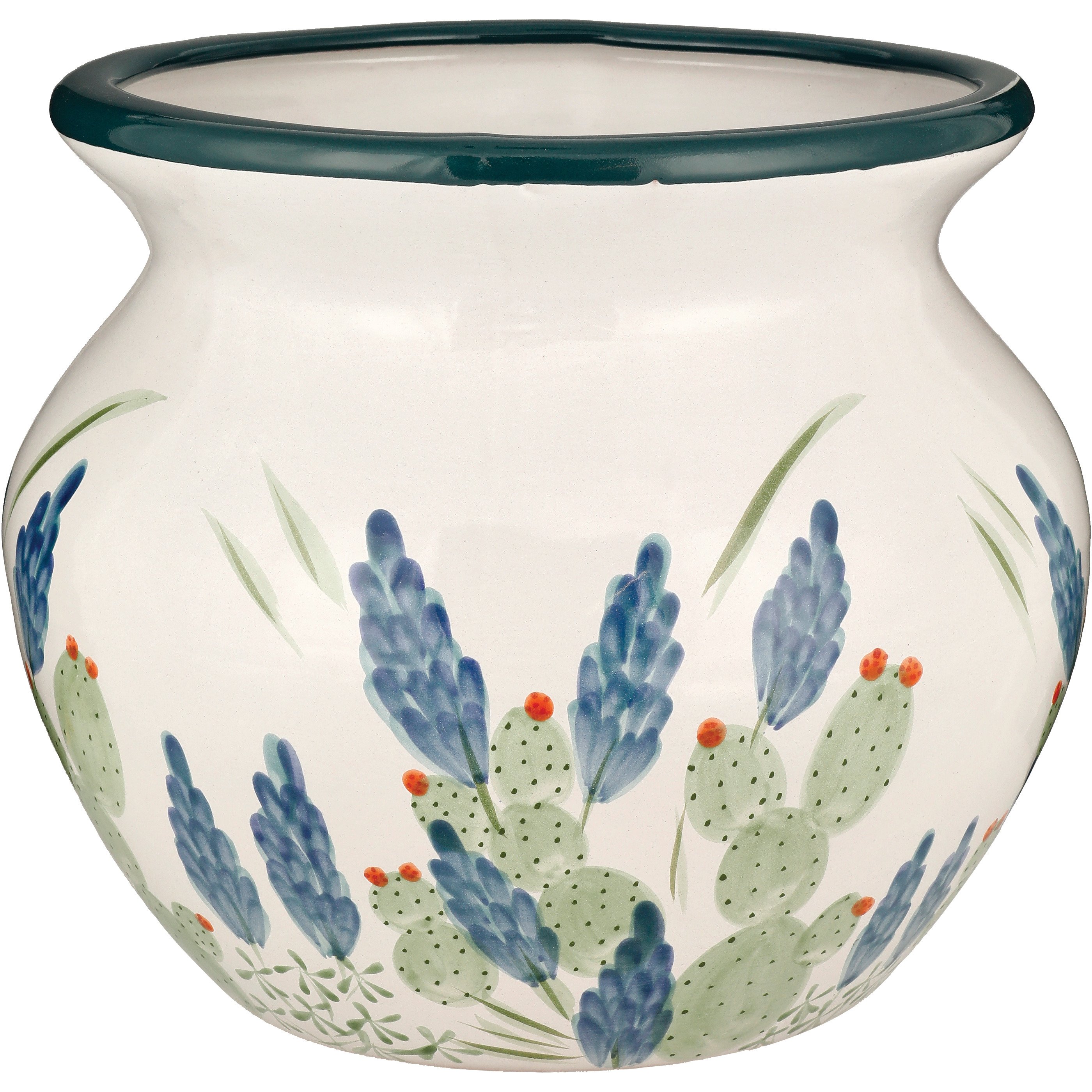 Blue Orange Pottery Cactus Bluebonnet Clay Bean Pot Planter - Shop Pots ...