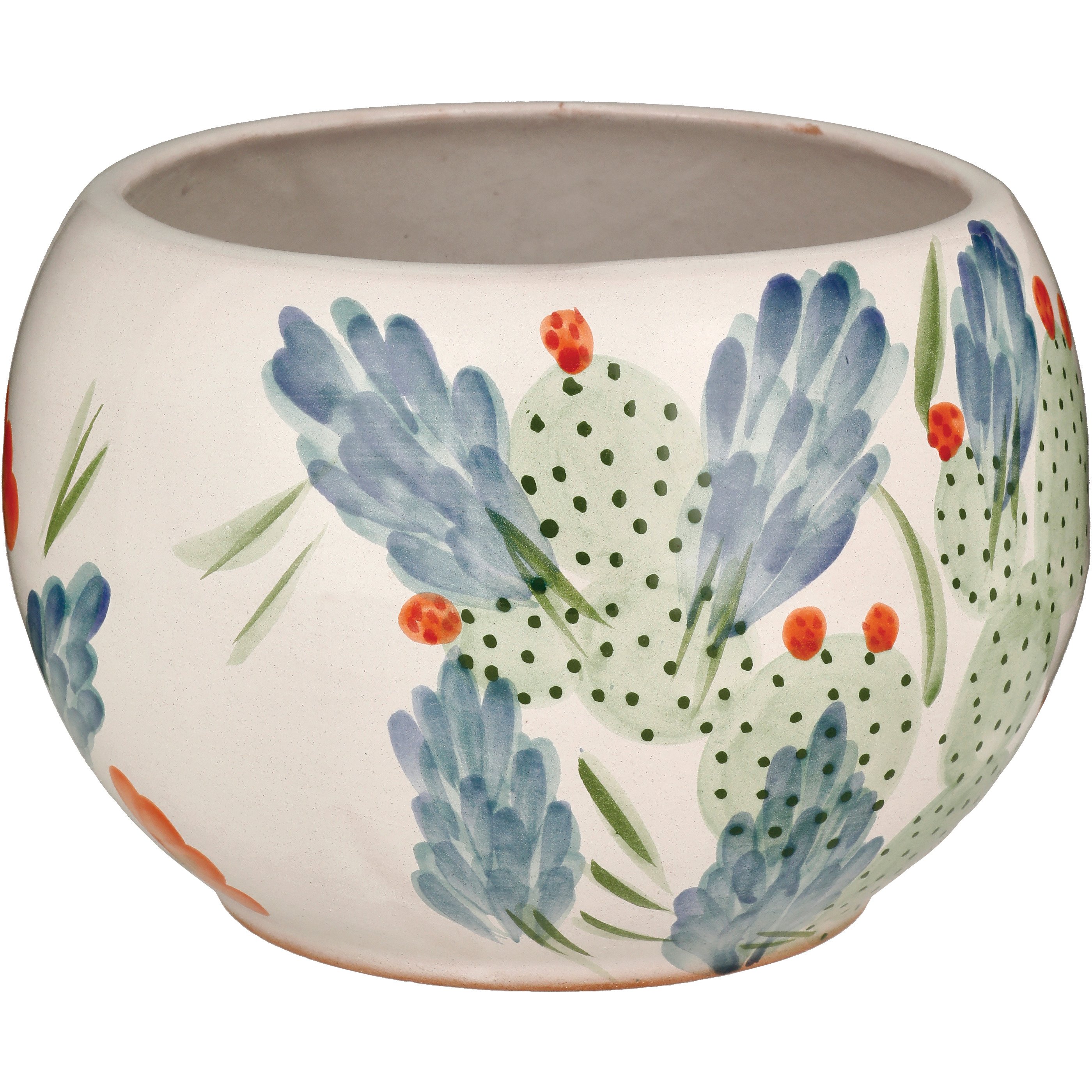 Blue Orange Pottery Cactus Bluebonnet Clay Ball Planter - Shop Pots ...