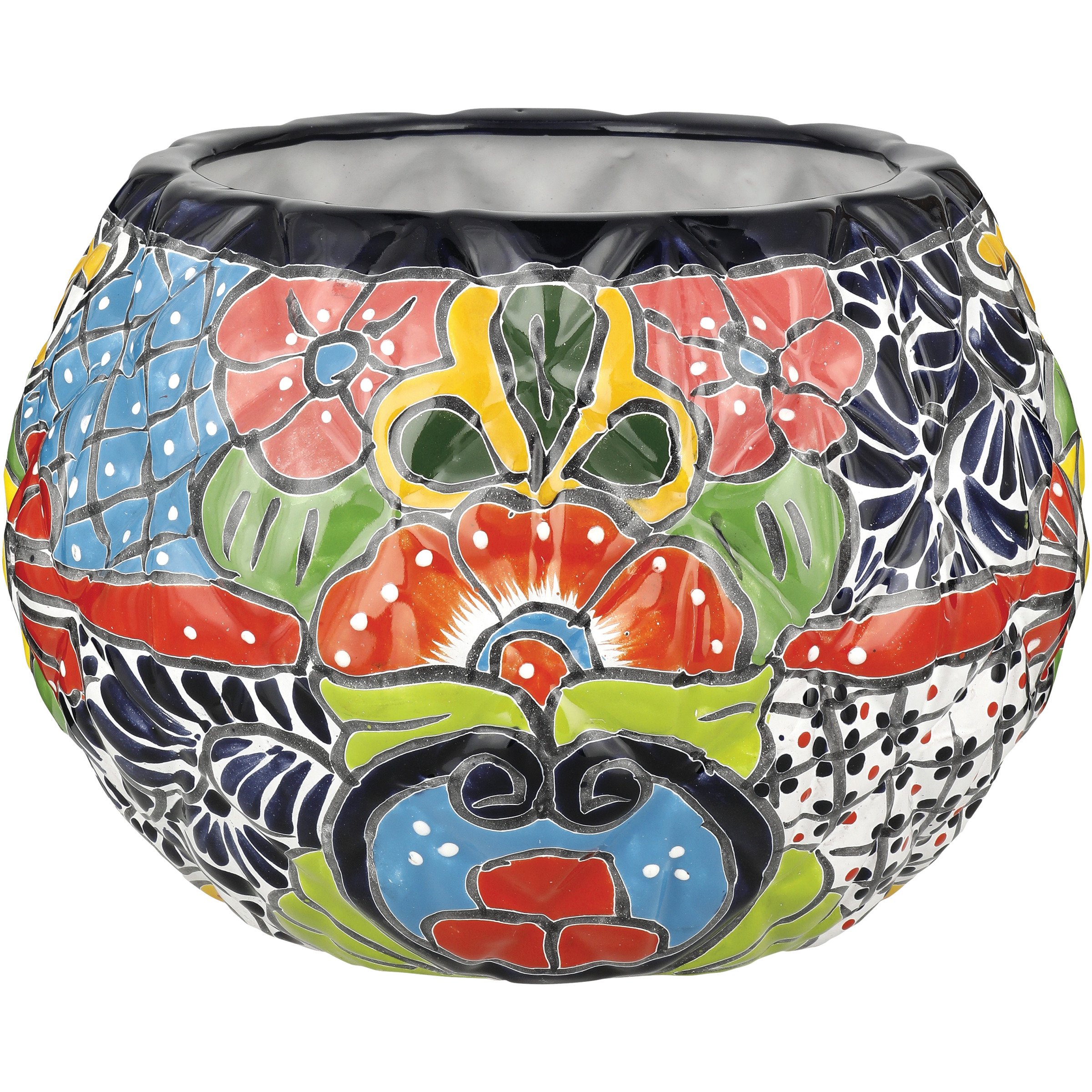 Blue Orange Pottery Diagonal Wave Talavera Planter - Shop Pots ...