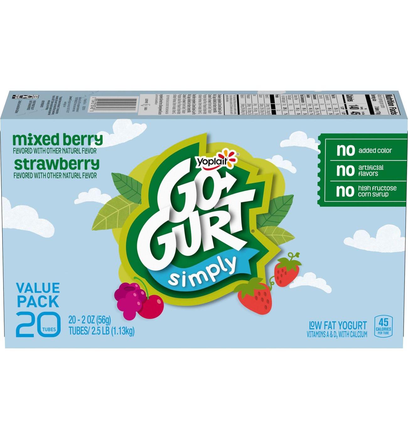 Yoplait Simply GoGurt Low Fat Strawberry and Mixed Berry Yogurt Tubes - Shop Yogurt at H-E-B